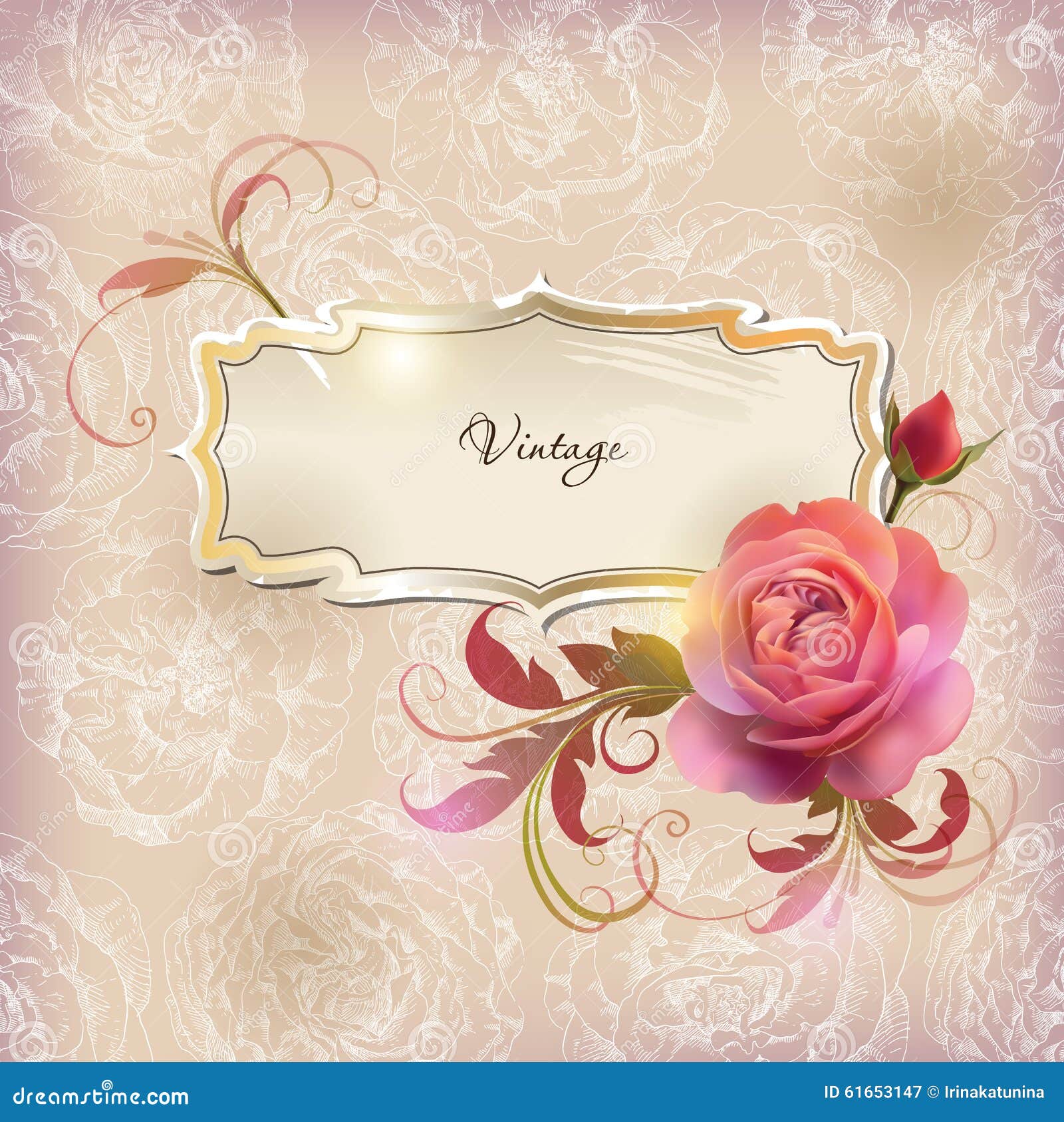 Hand Drawing Card Flower Vector Frames Stock Vector - Illustration of ...