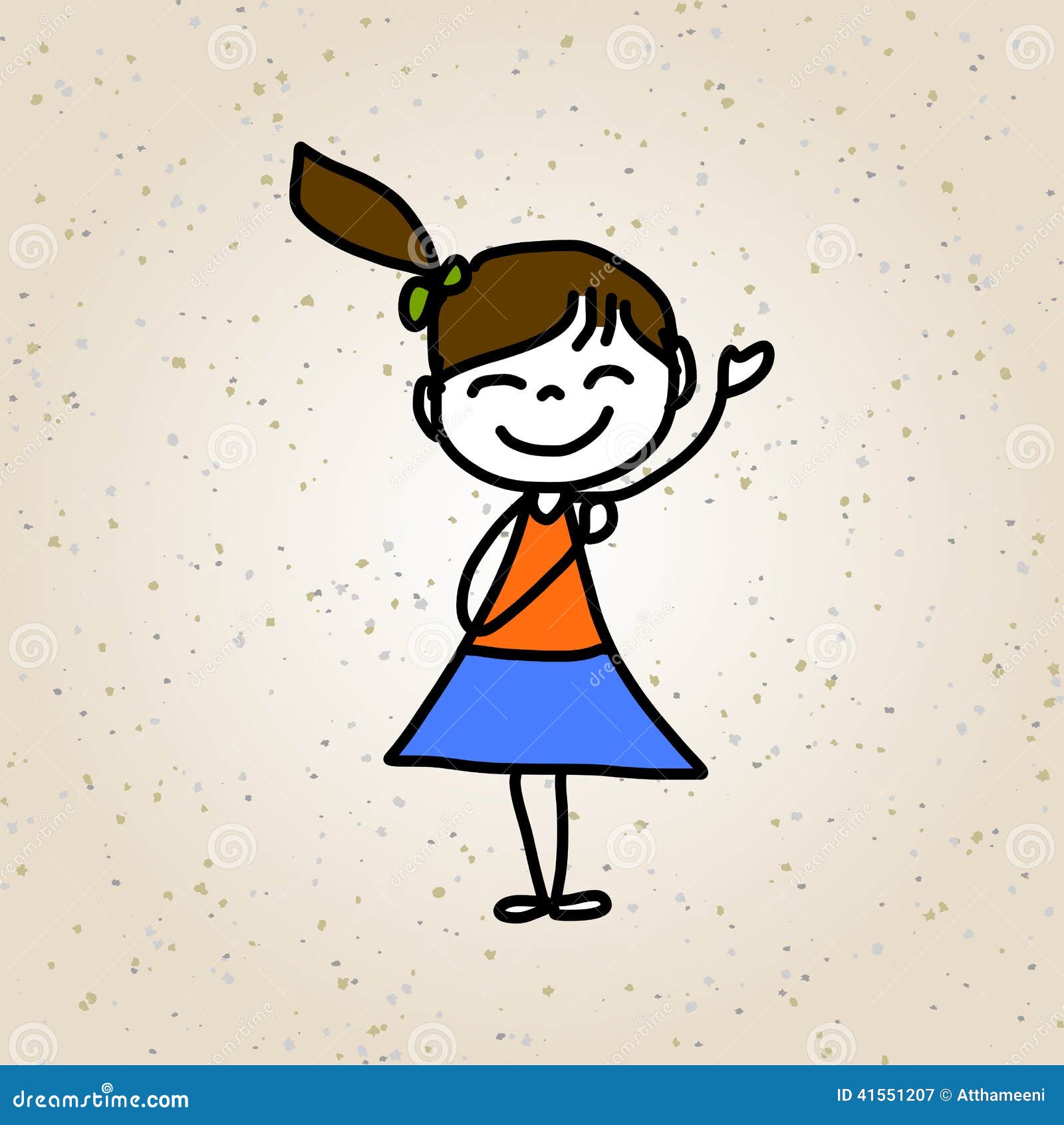 Hand Drawing Cartoon Character Happy Kids Stock Vector - Illustration ...