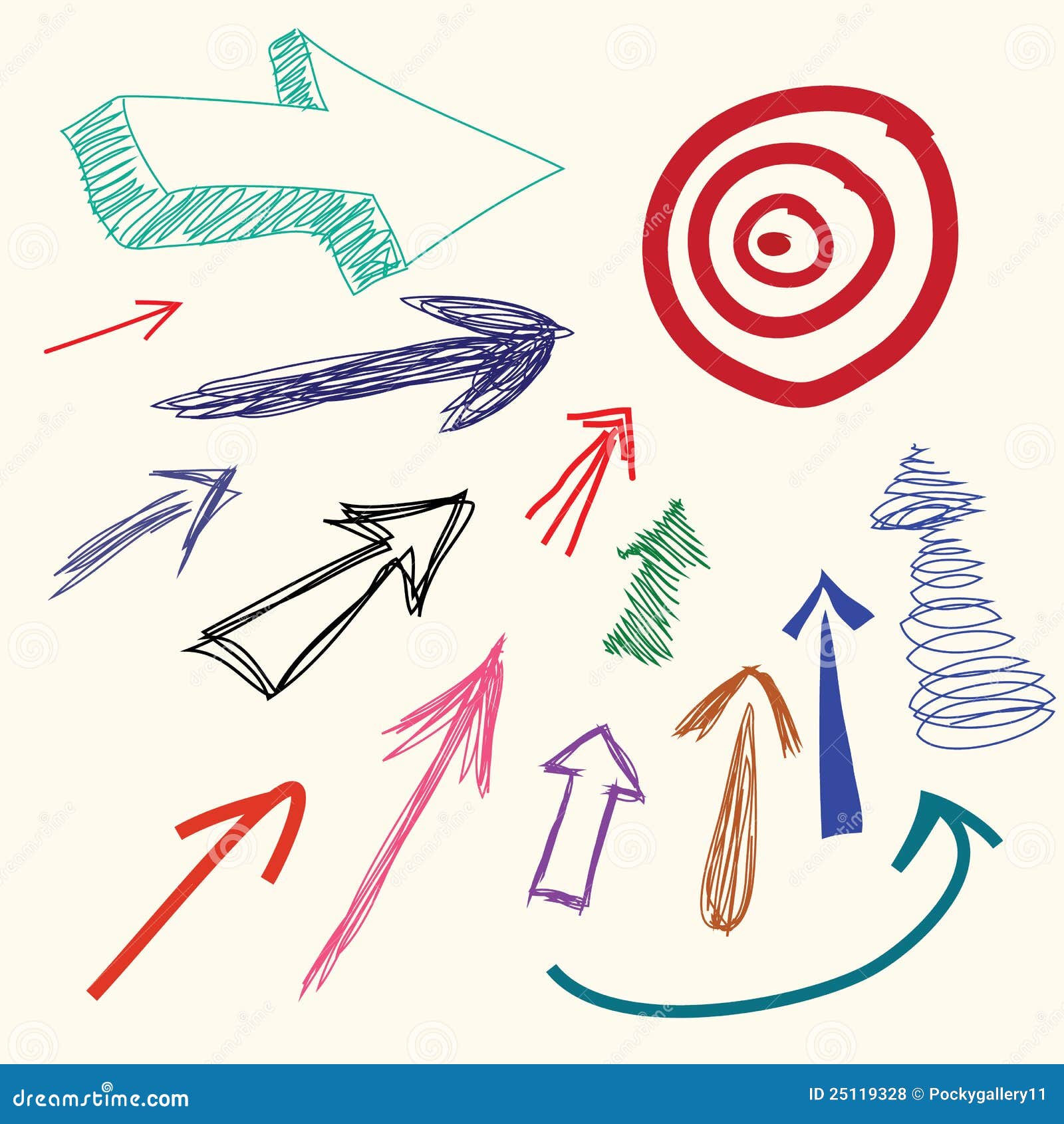 Hand Drawing Cartoon Doodle Arrow Stock Vector - Illustration of page ...