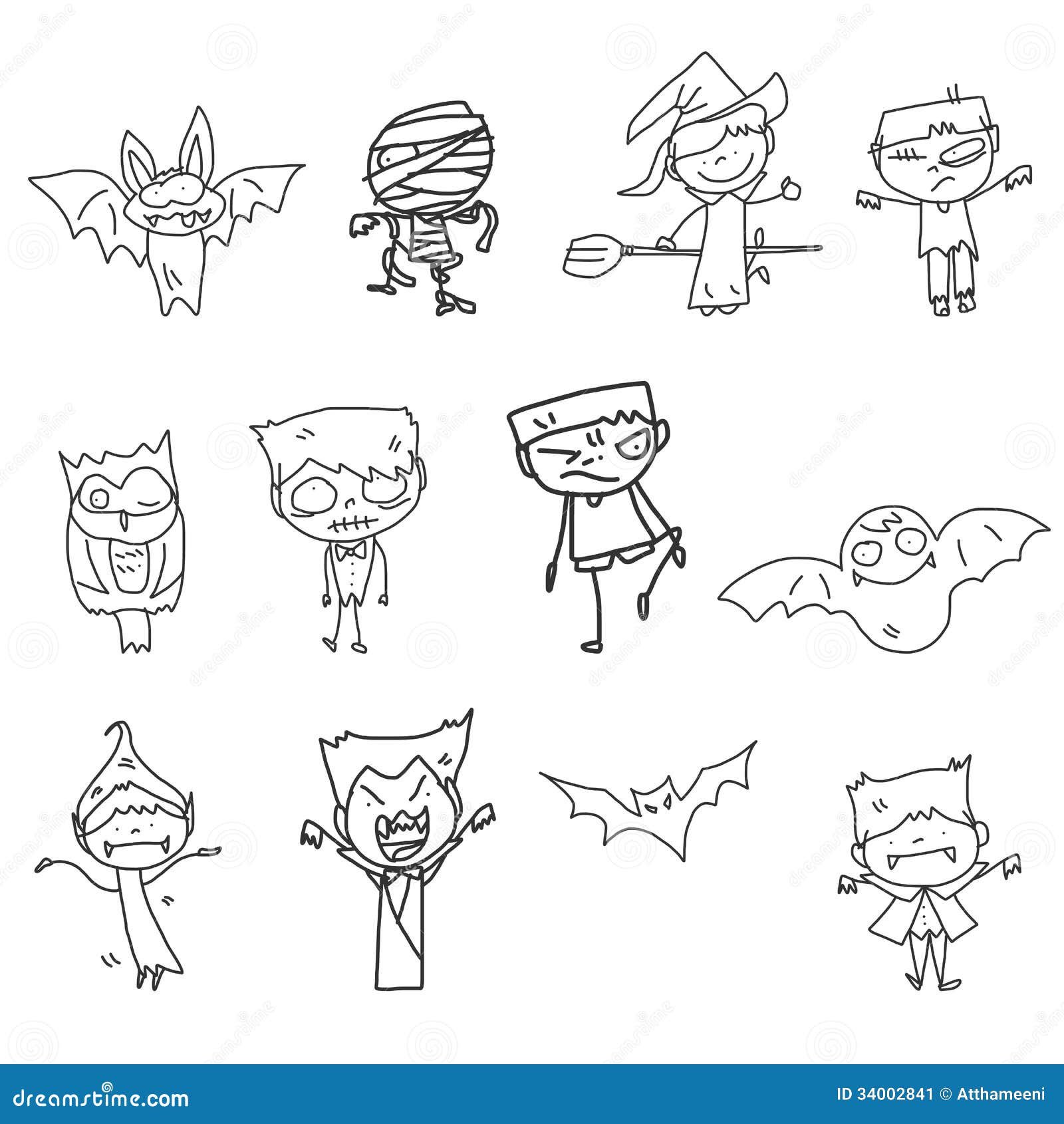 Hand Drawing Cartoon Halloween Stock Vector - Illustration of alien ...