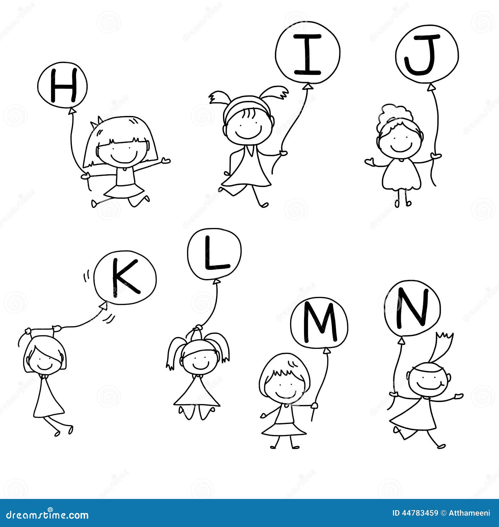 Hand Drawing Cartoon Happiness Alphabet Stock Illustration ...