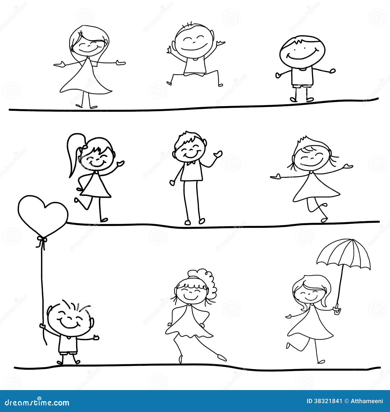 Hand Drawing Cartoon Happiness Stock Illustration - Illustration of ...