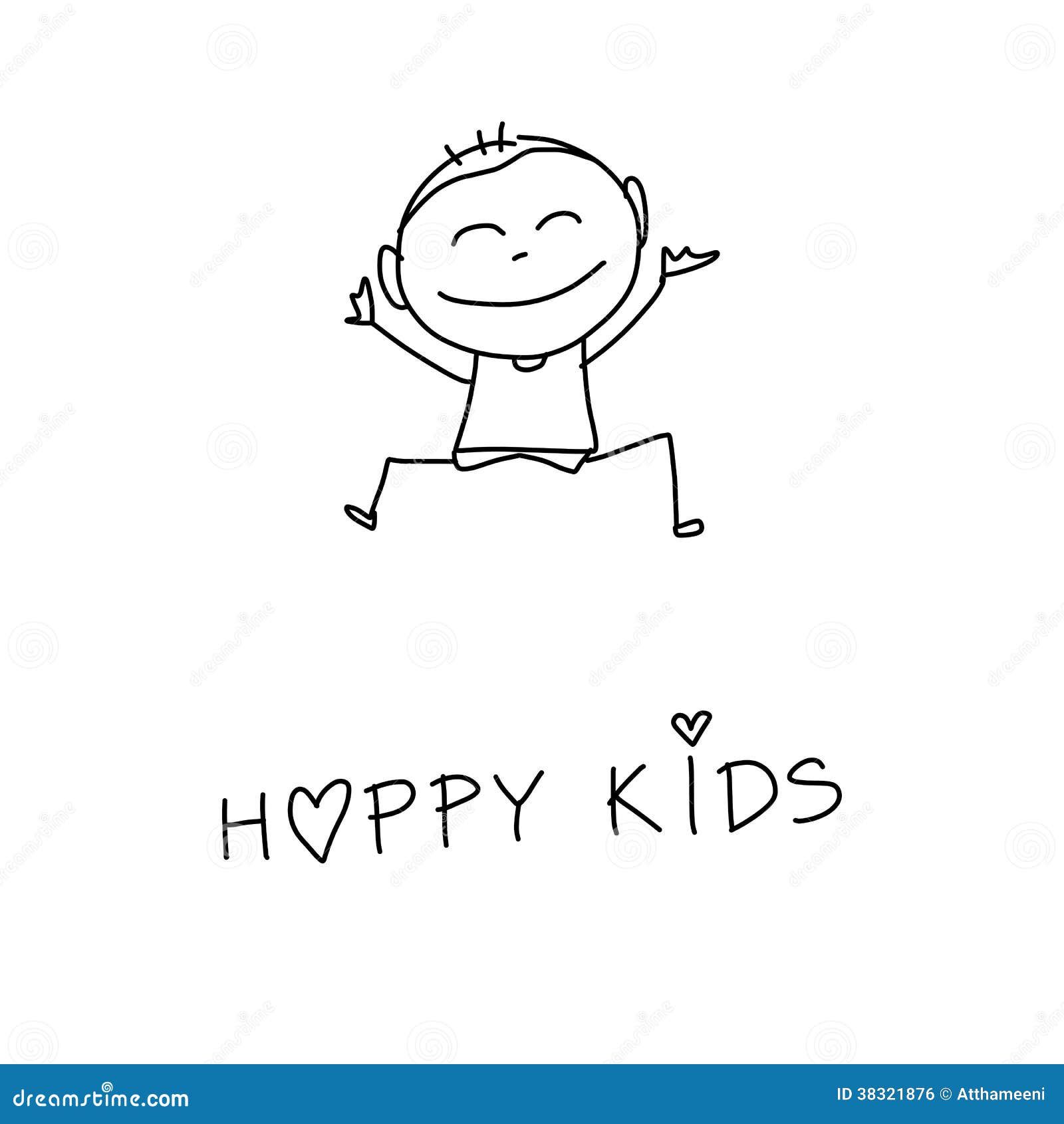 Hand Drawing Cartoon Happiness Stock Illustration - Illustration of ...