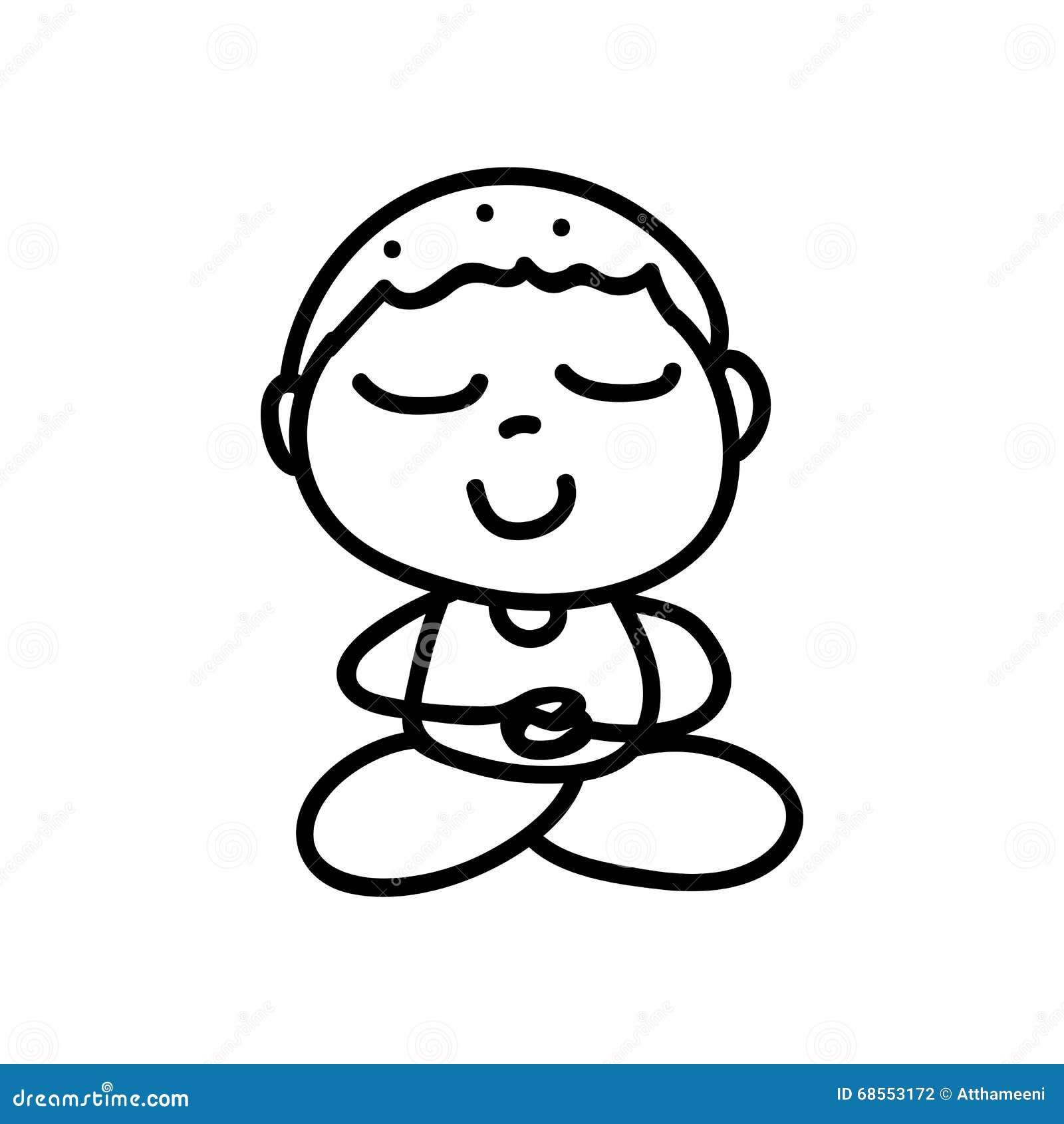 Hand Drawing Cartoon Happy Boy Mediation Stock Vector - Illustration of ...