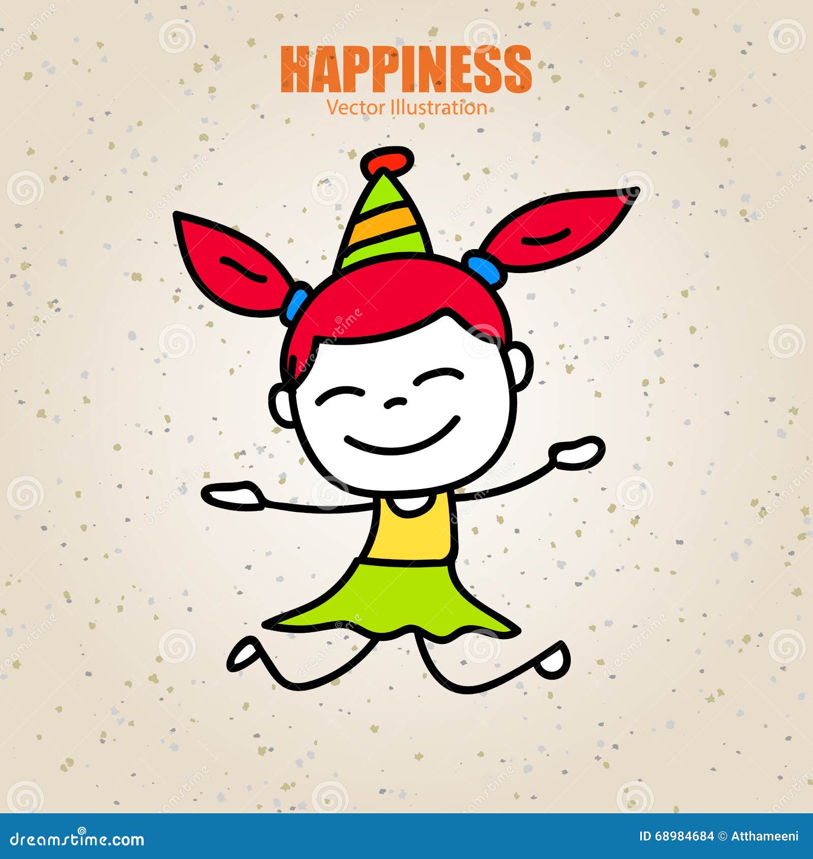 Hand Drawing Cartoon Happy Kid Stock Vector - Illustration of black ...