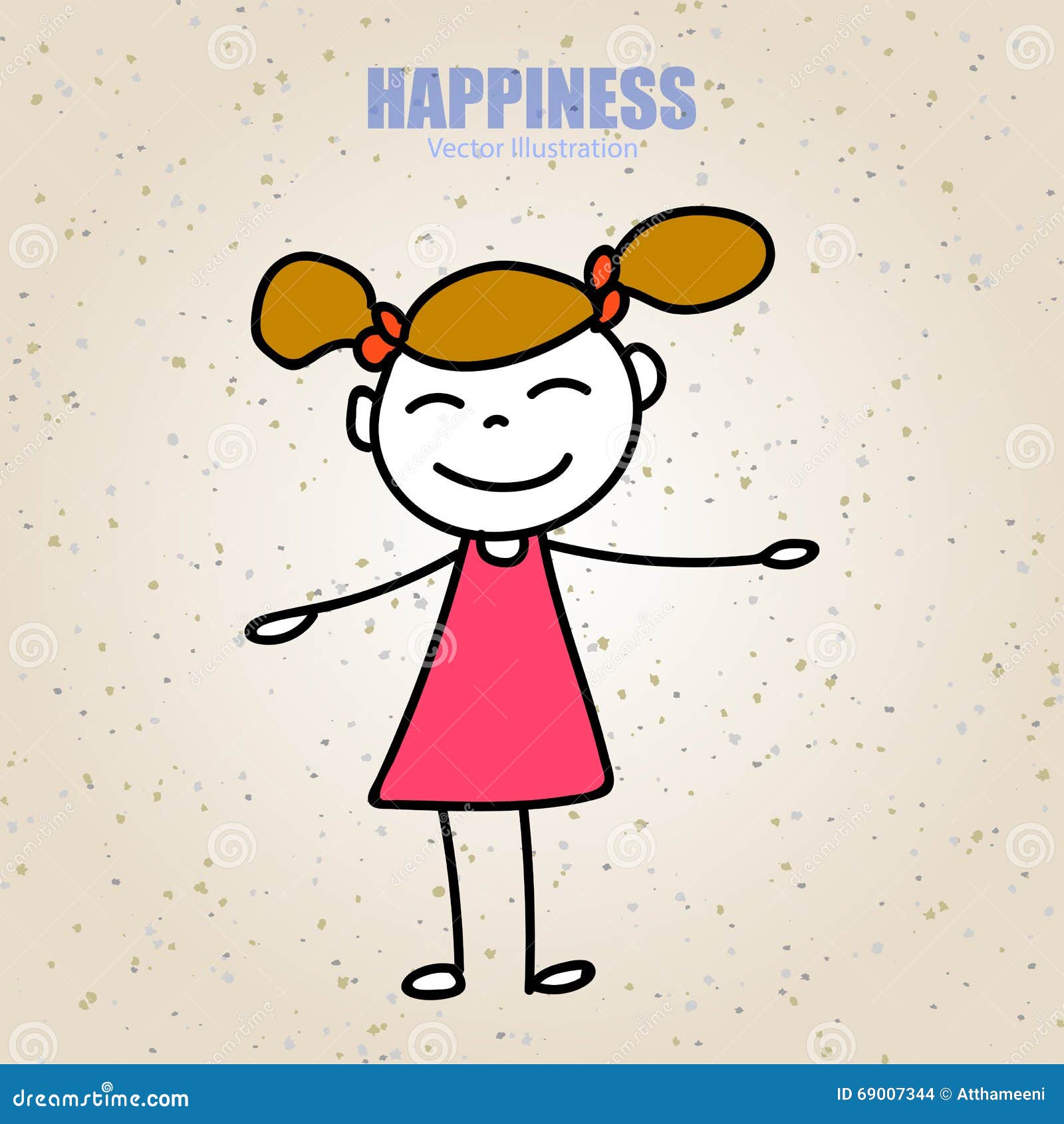 Hand Drawing Cartoon Happy Kid Stock Vector - Illustration of girl ...