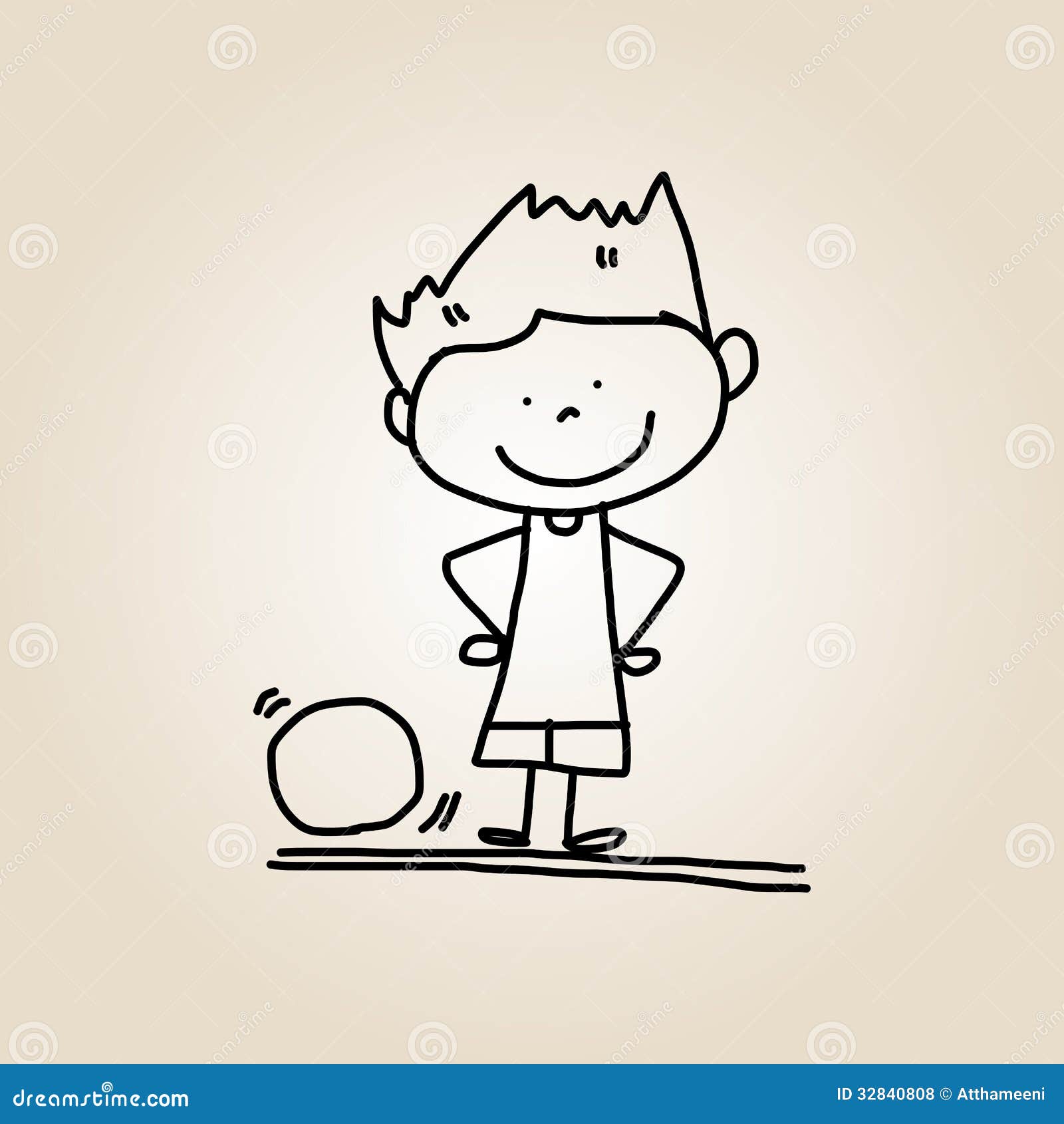 Hand Drawing Cartoon Happy Kids Stock Illustration - Illustration of ...