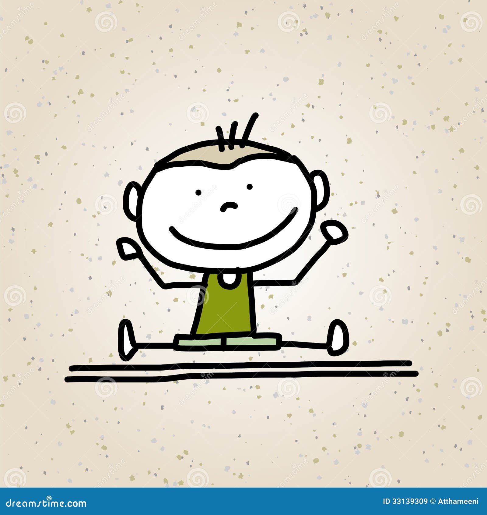 Hand Drawing Cartoon Happy Kids Stock Illustration - Illustration of ...