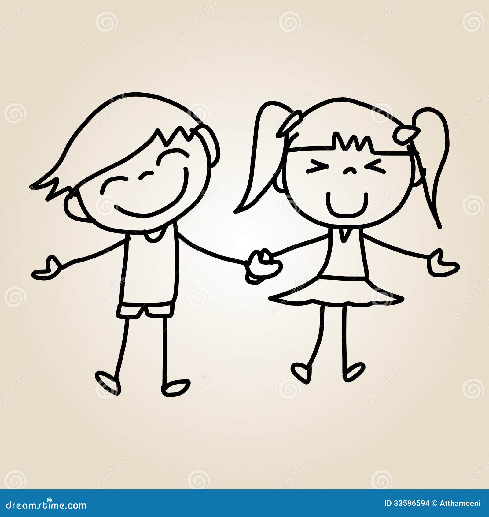 Hand Drawing Cartoon Happy Kids Stock Vector - Illustration of group ...