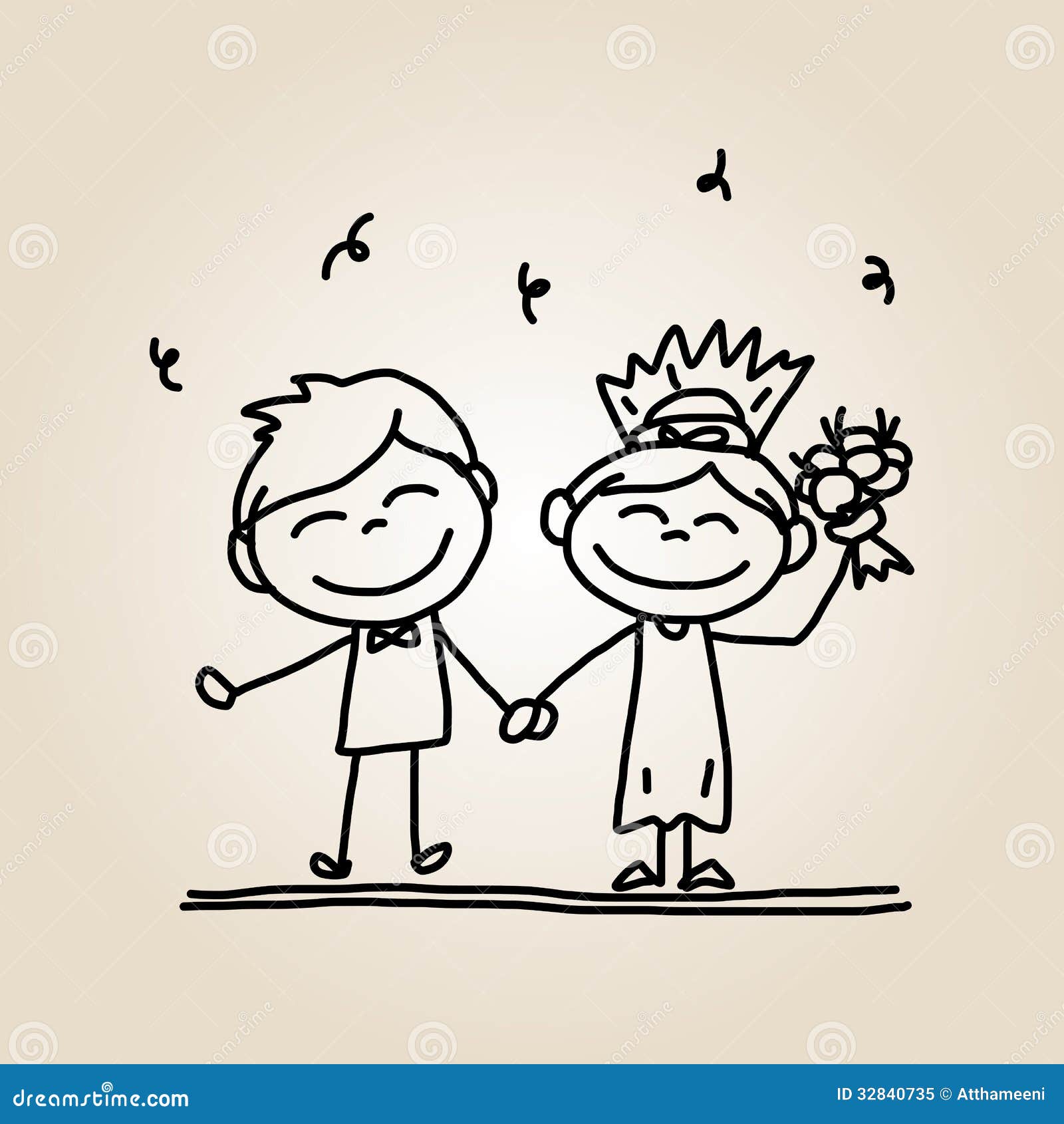 Hand Drawing Cartoon Happy People Stock Illustration - Illustration of ...