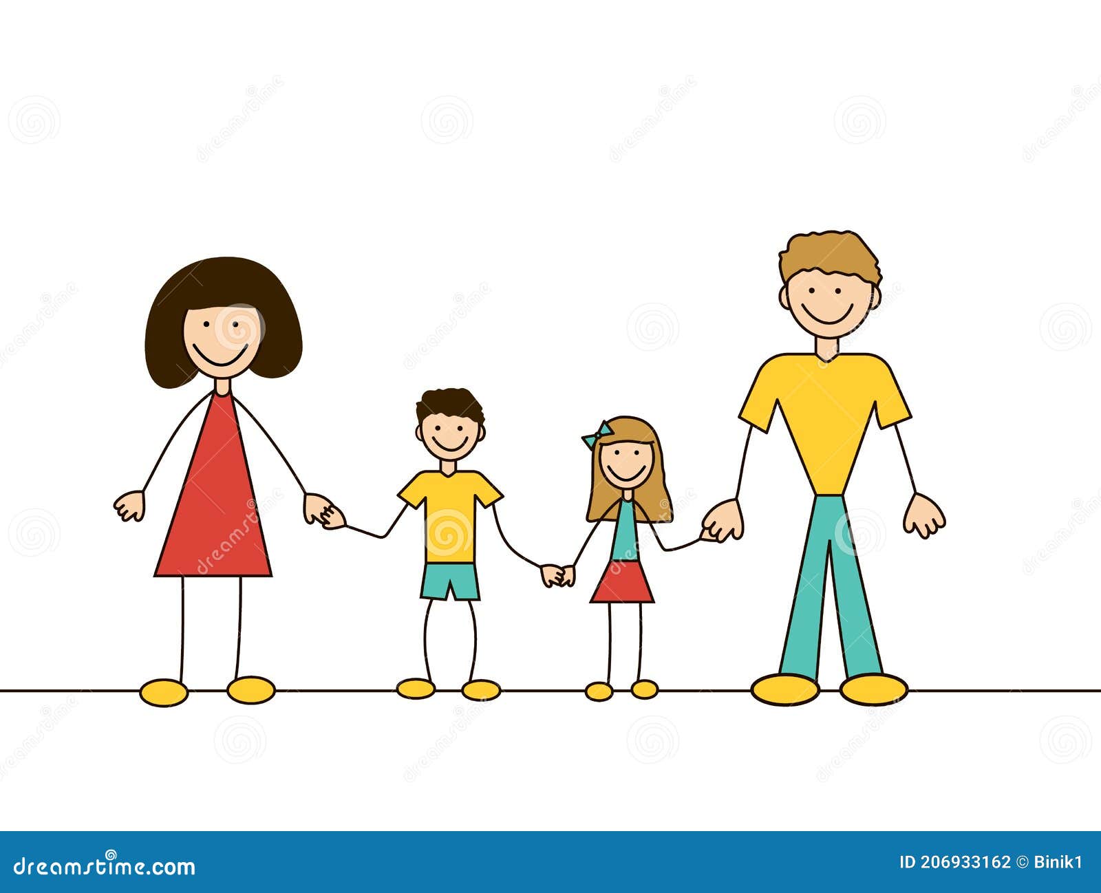Hand Drawing Cartoon Vector Characters - Happy Family Stock ...