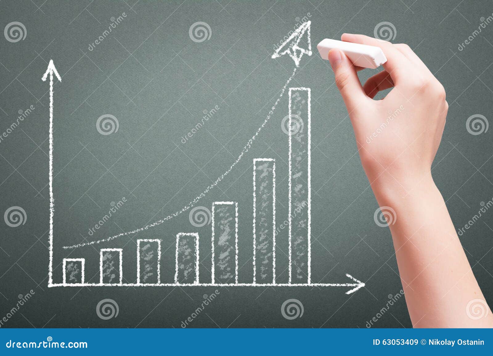 Hand Drawing with Chalk Business Growth Graph Concept Stock Image ...