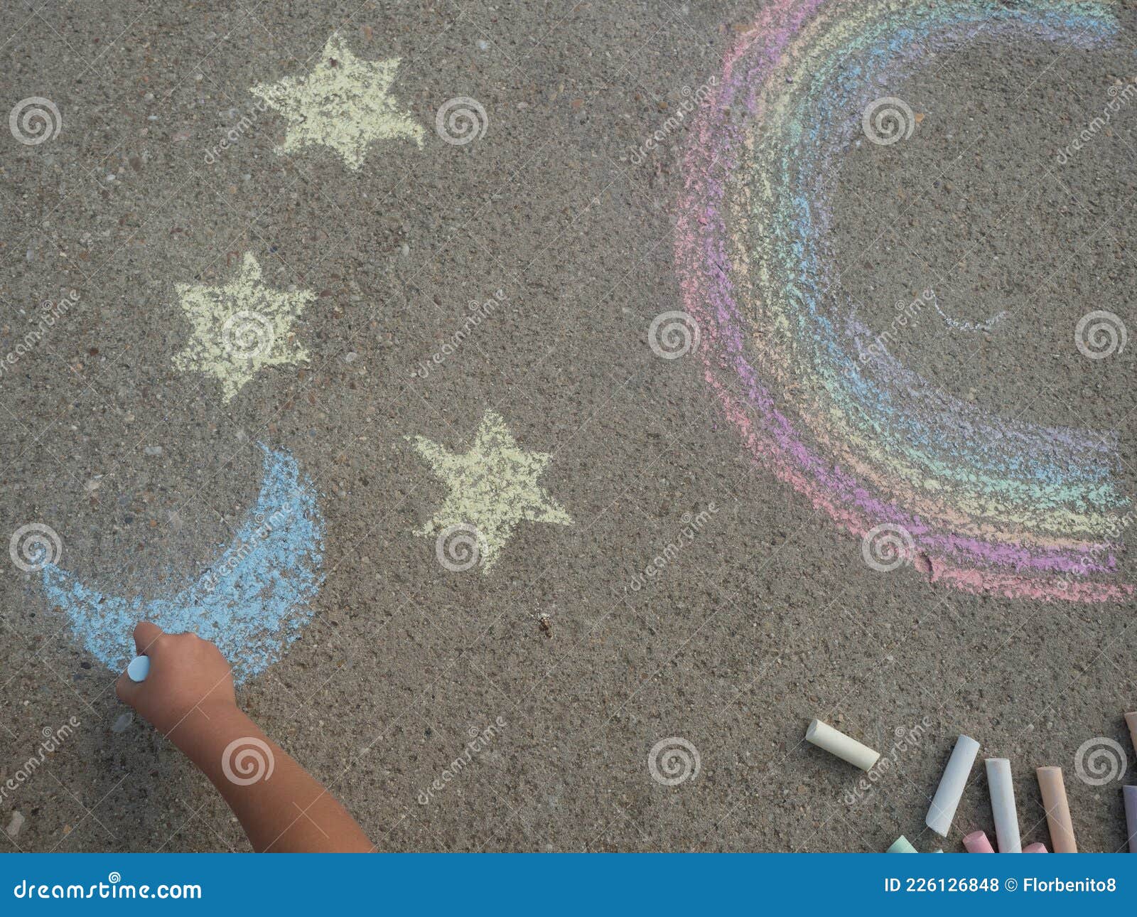 Hand Drawing with Chalk a Moon Stock Photo - Image of outdoors ...