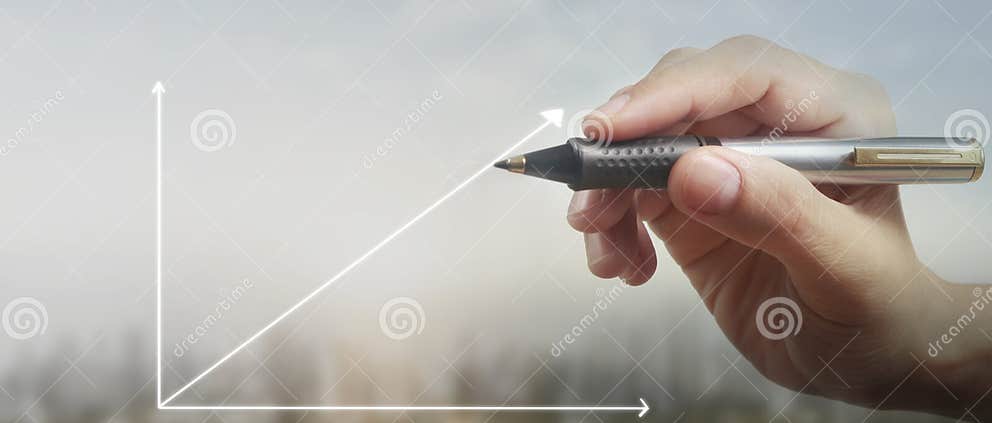 Hand Drawing Chart, Graph Stock of Growth Stock Photo - Image of person ...