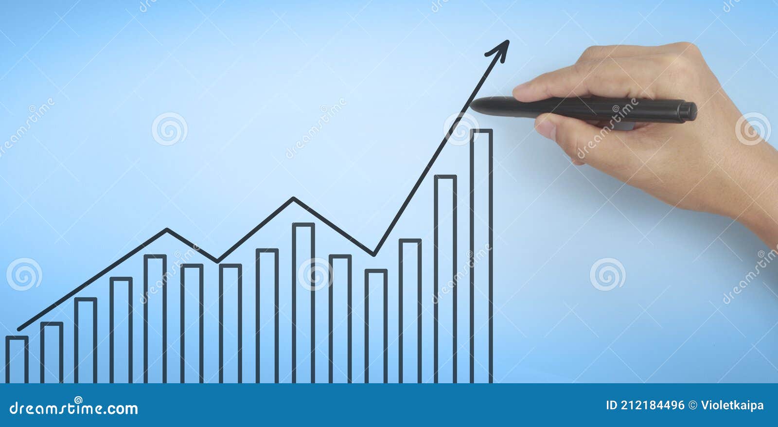 Hand Drawing Chart, Graph Stock of Growth Stock Photo - Image of person ...