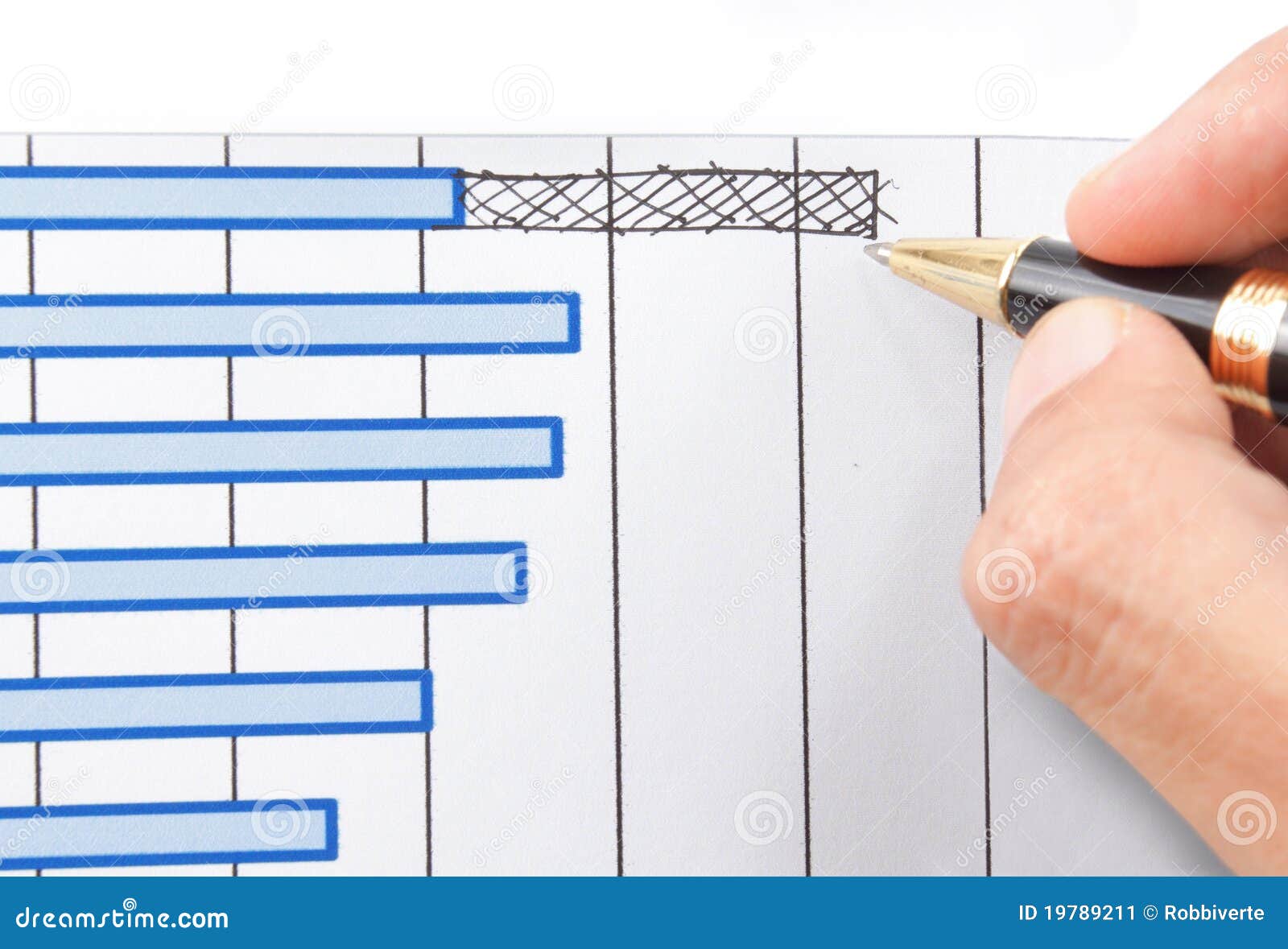 Hand Drawing a Chart Isolated on White Background Stock Image - Image ...