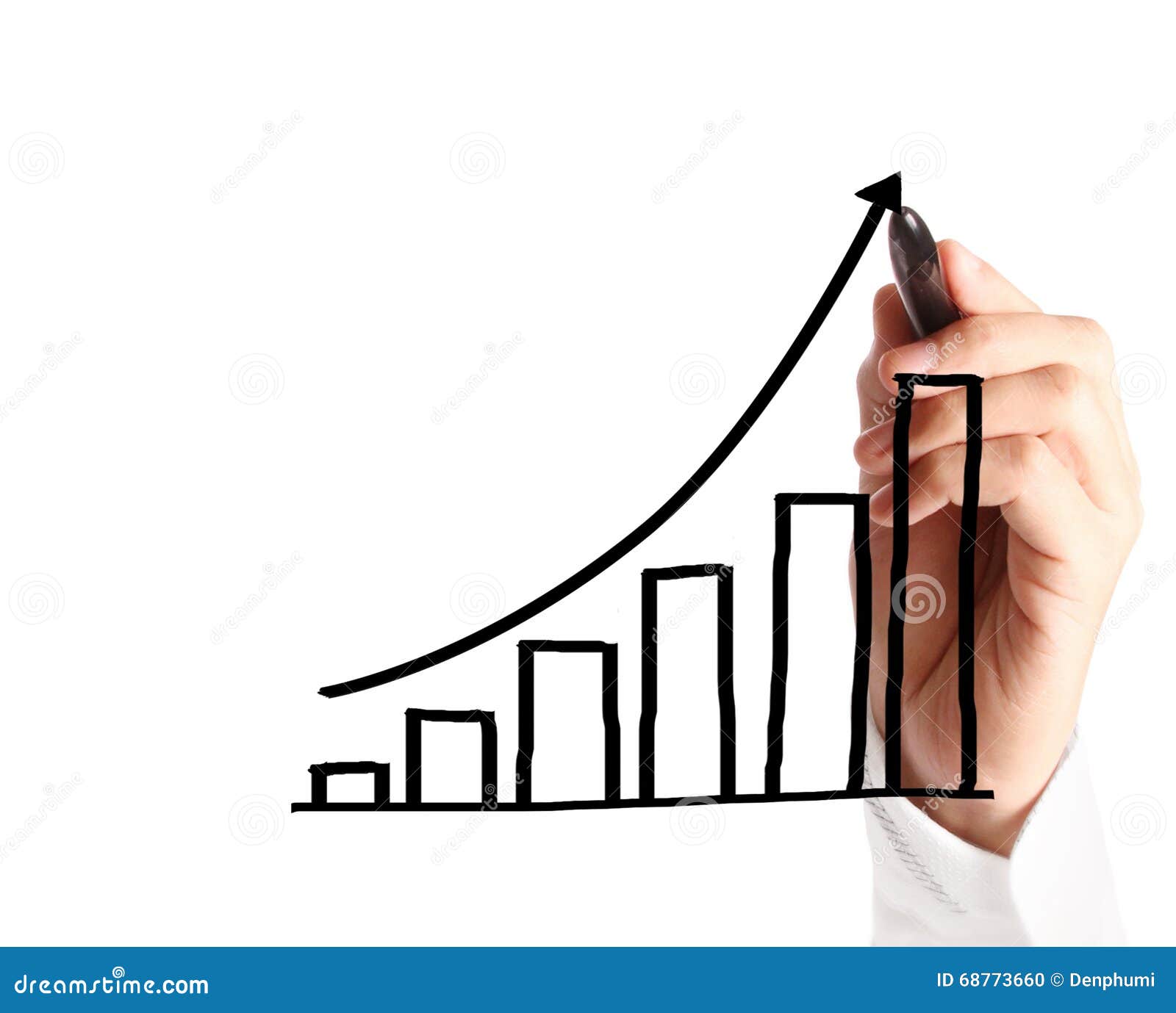 Hand drawing chart show stock photo. Image of pointing - 68773660