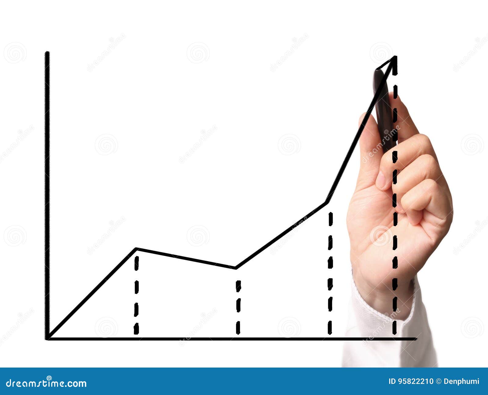 Hand drawing chart show stock photo. Image of hand, graph - 95822210