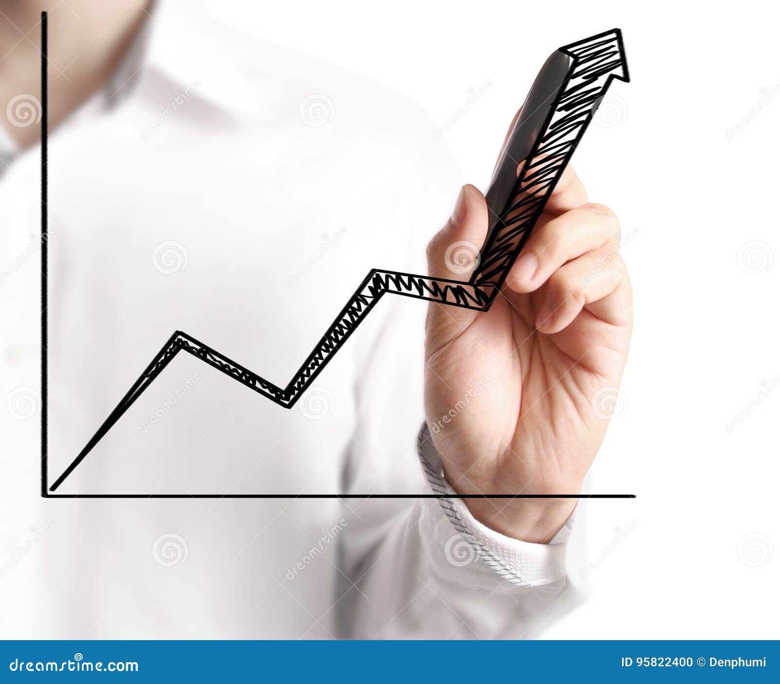 Hand drawing chart show stock photo. Image of growth - 95822400