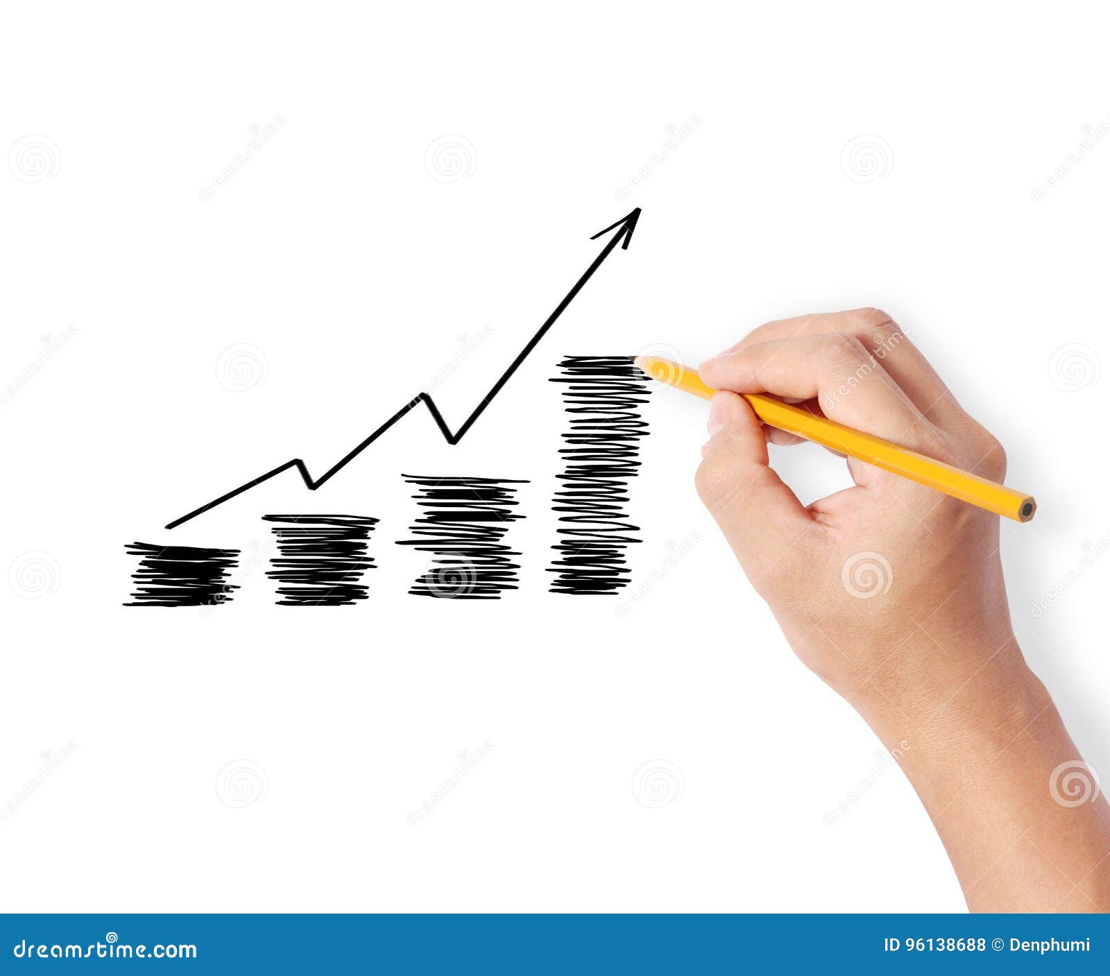 Hand drawing chart show stock photo. Image of growth - 96138688