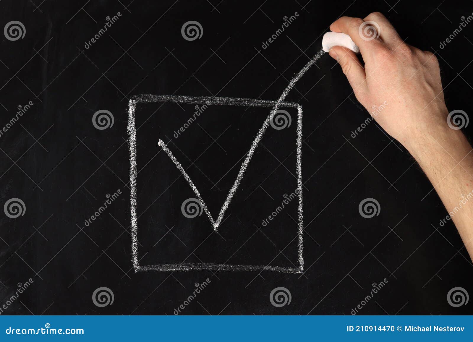 Hand Drawing Checkbox on Chalkboard Stock Photo - Image of blackboard ...