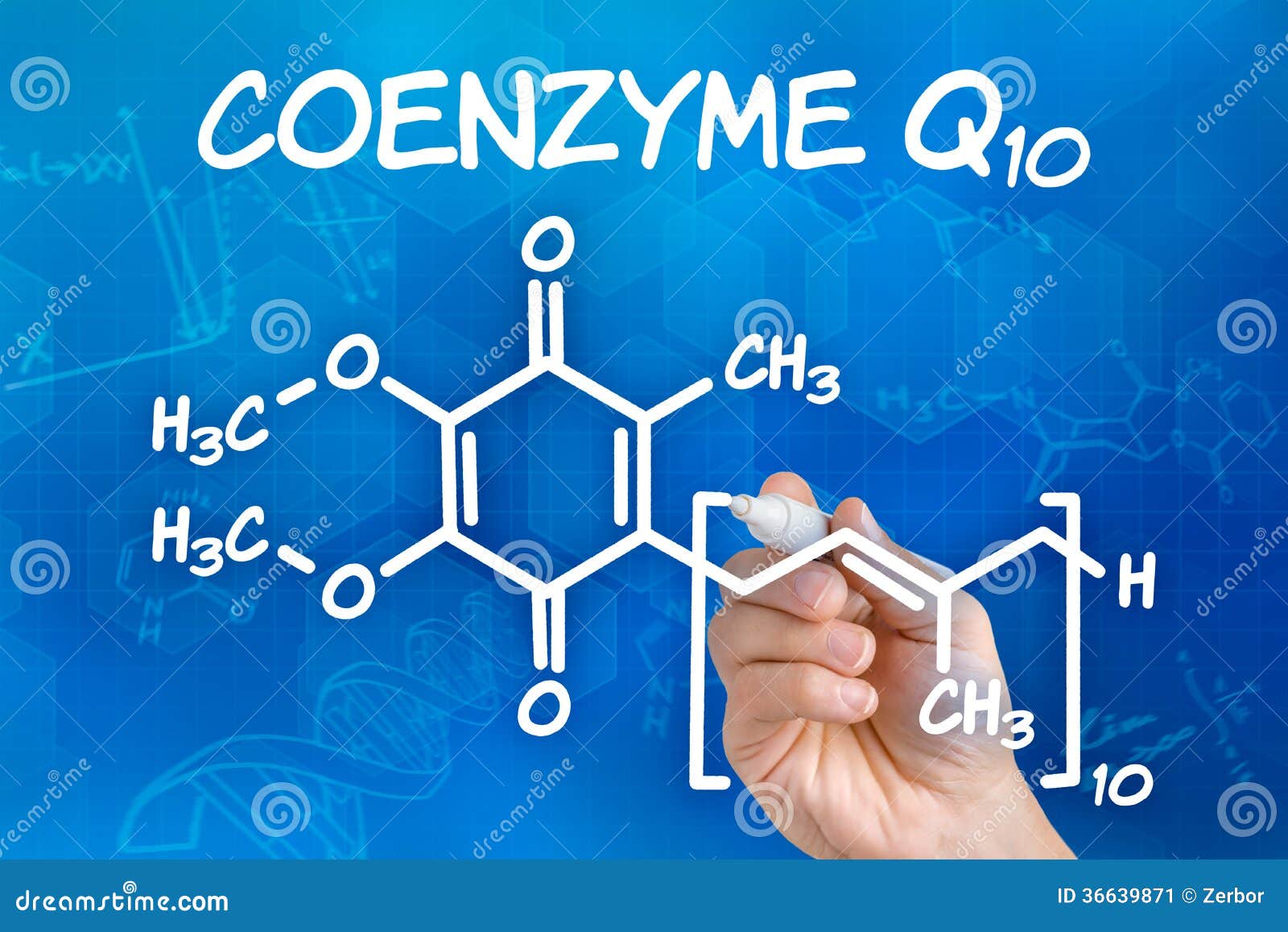 Hand Drawing the Chemical Formula of Coenzyme Q10 Stock Image - Image ...