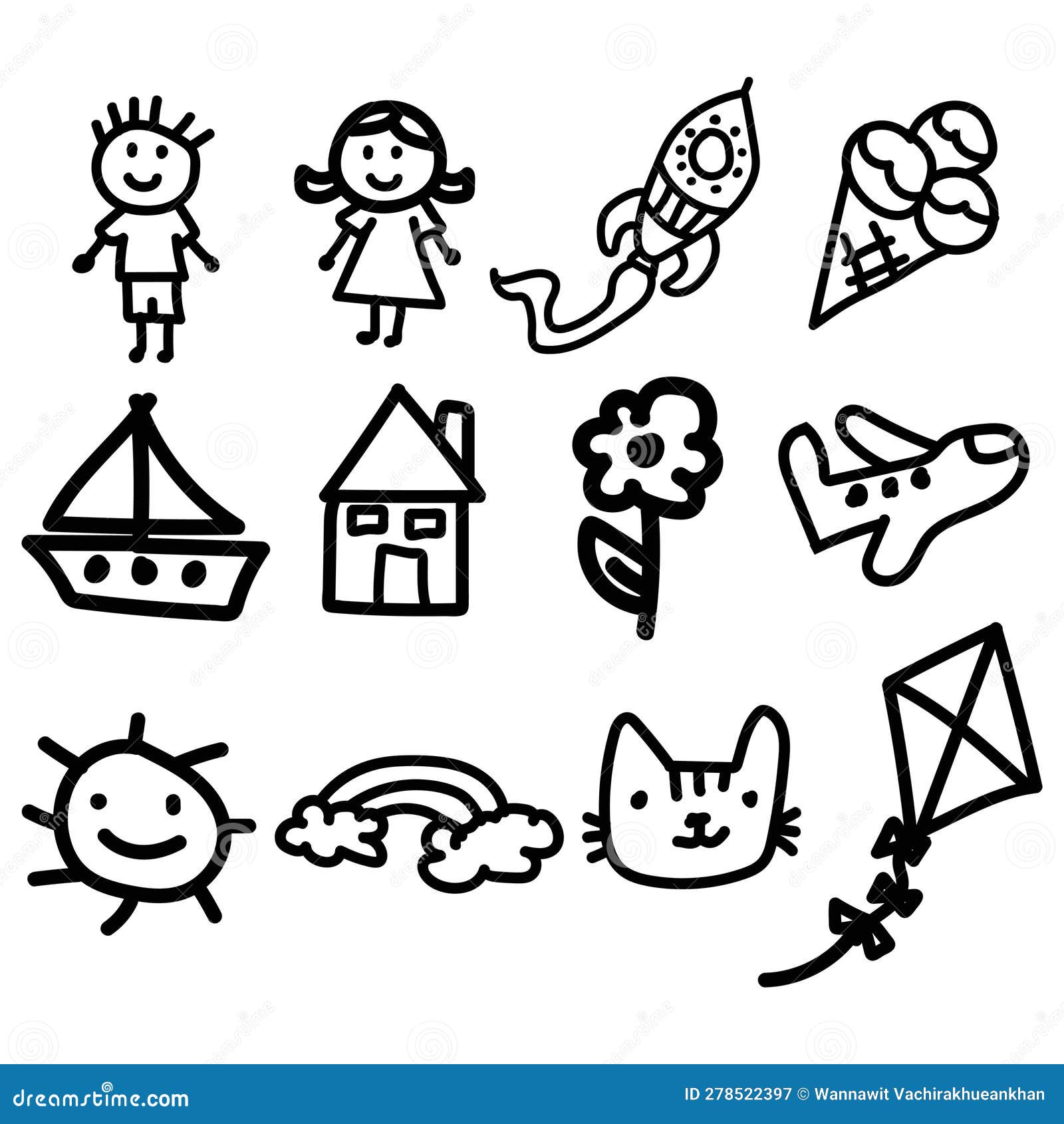 Hand Drawing Children Style Vector Stock Vector - Illustration of ...