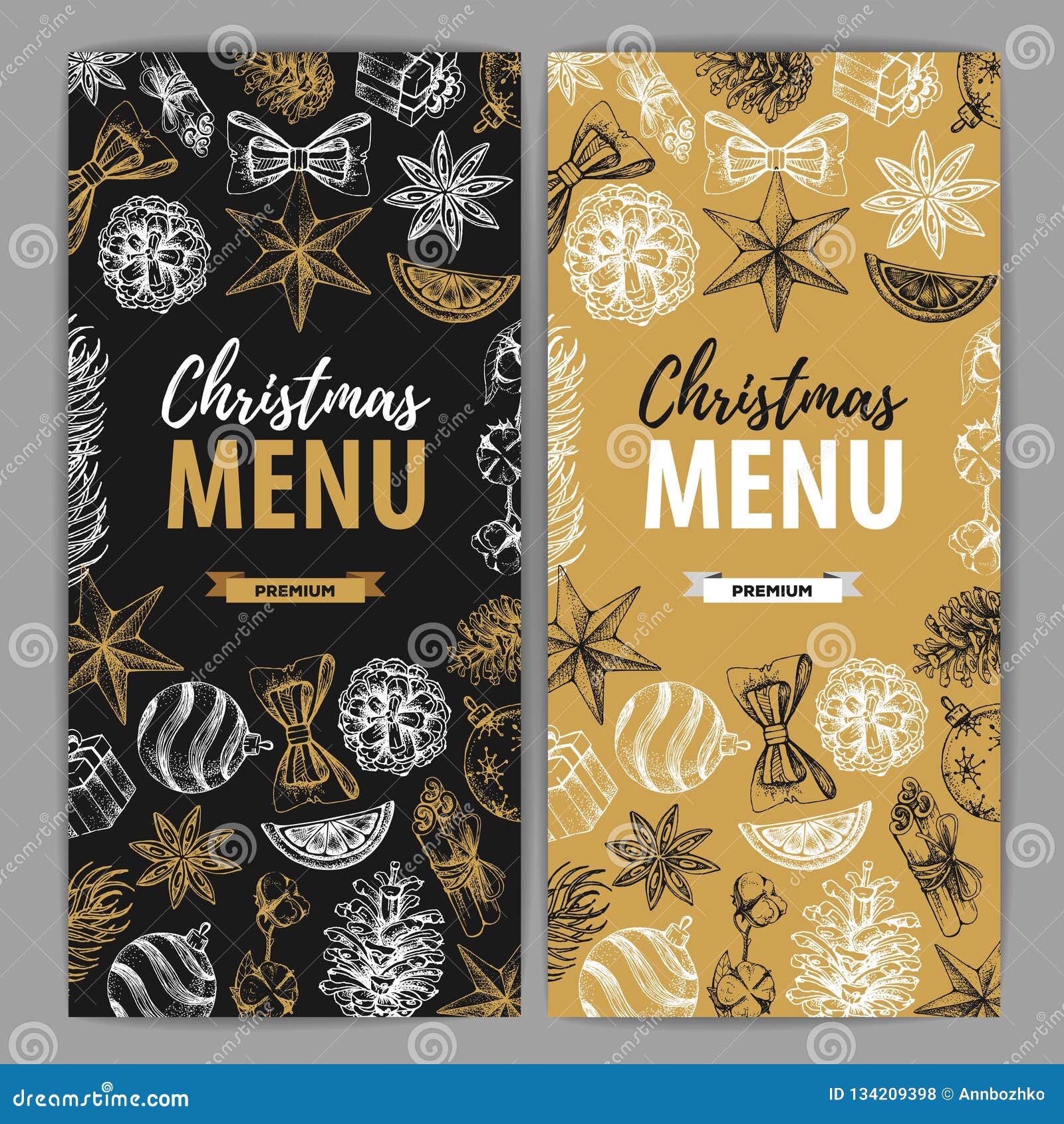 Hand Drawing Christmas Holiday Menu Design. Stock Vector - Illustration ...