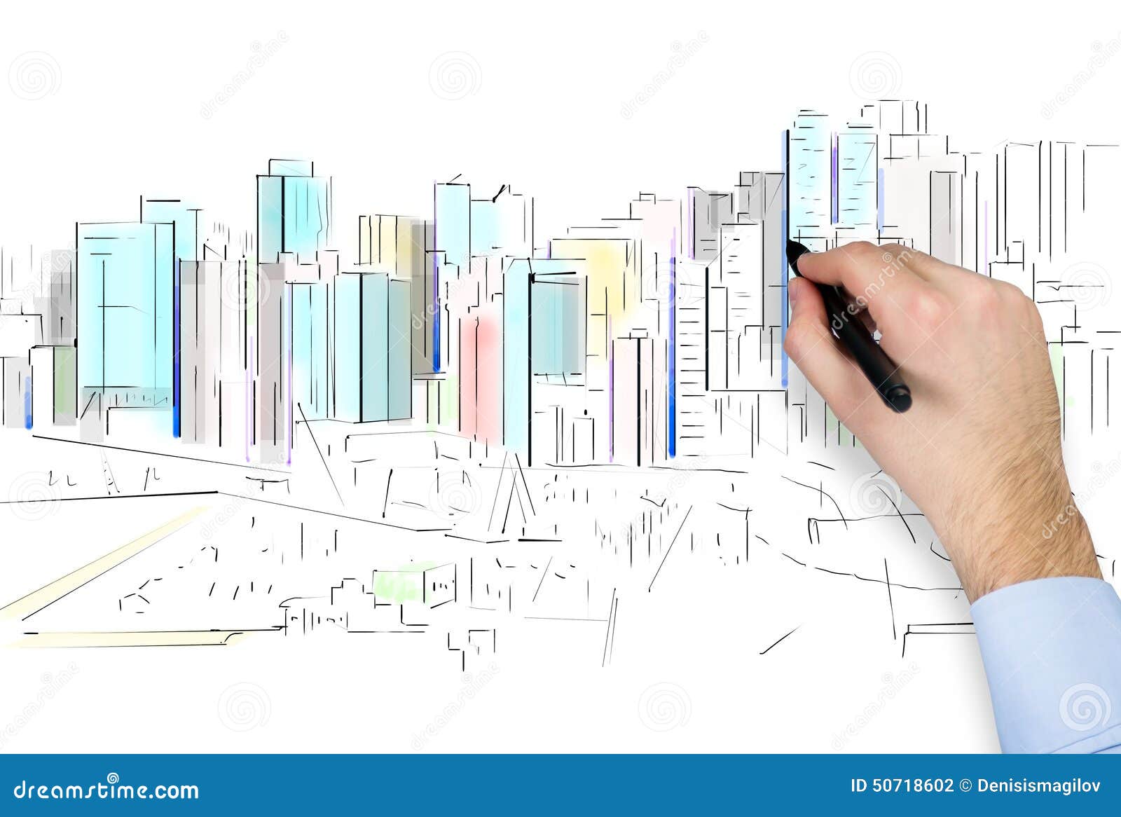 Hand drawing city stock illustration. Illustration of engineering ...