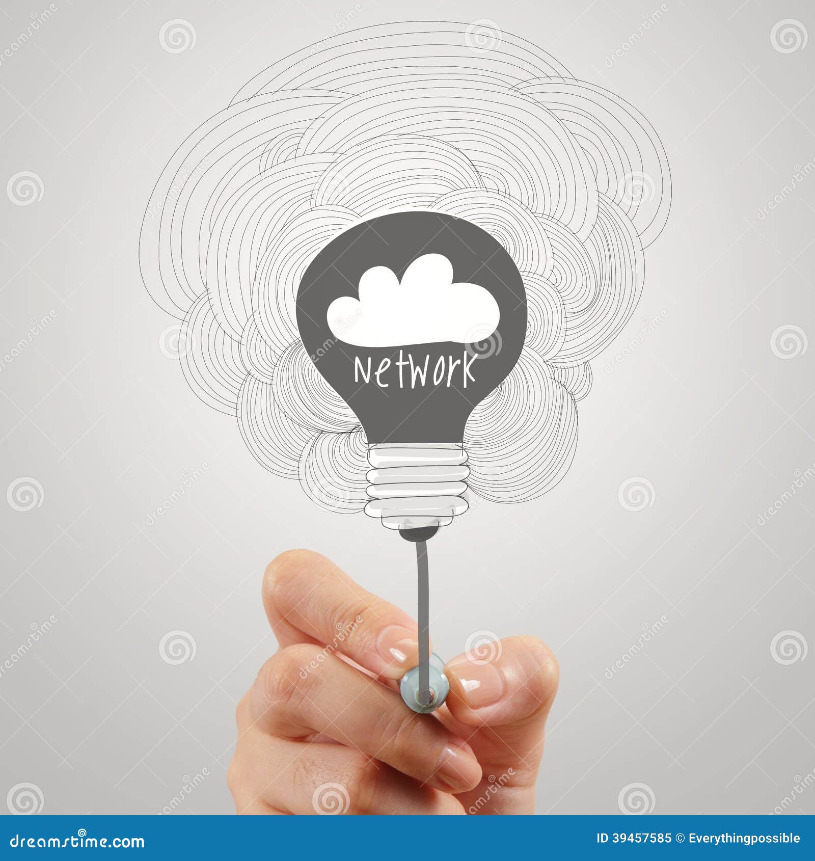 Hand drawing Cloud network stock image. Image of idea - 39457585