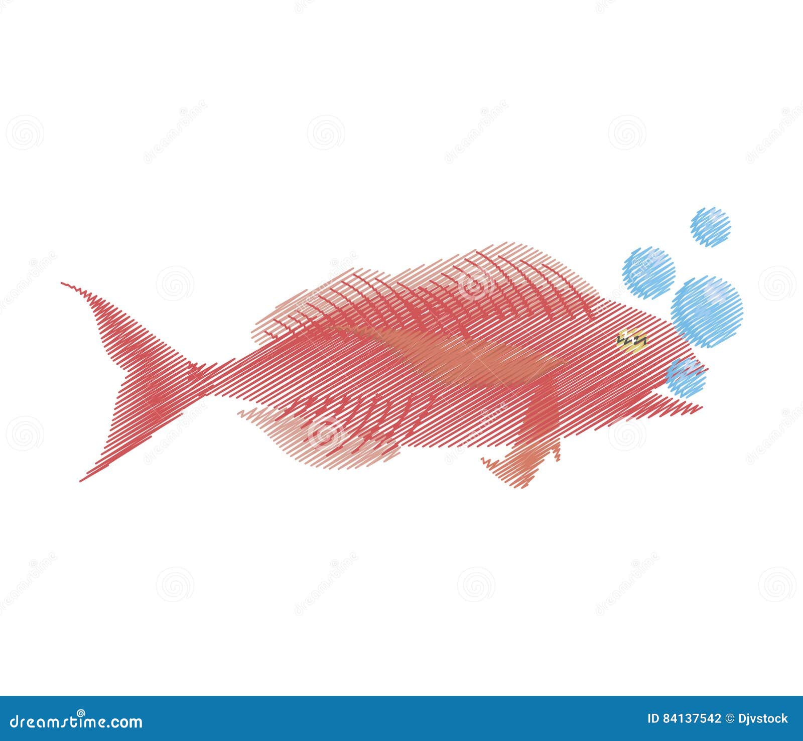 Hand Drawing Cod Fish Sealife Food Ocean Bubbles Stock Illustration ...