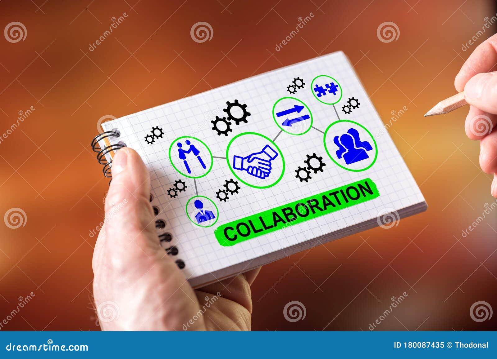 Collaboration Concept on a Notepad Stock Image - Image of team ...