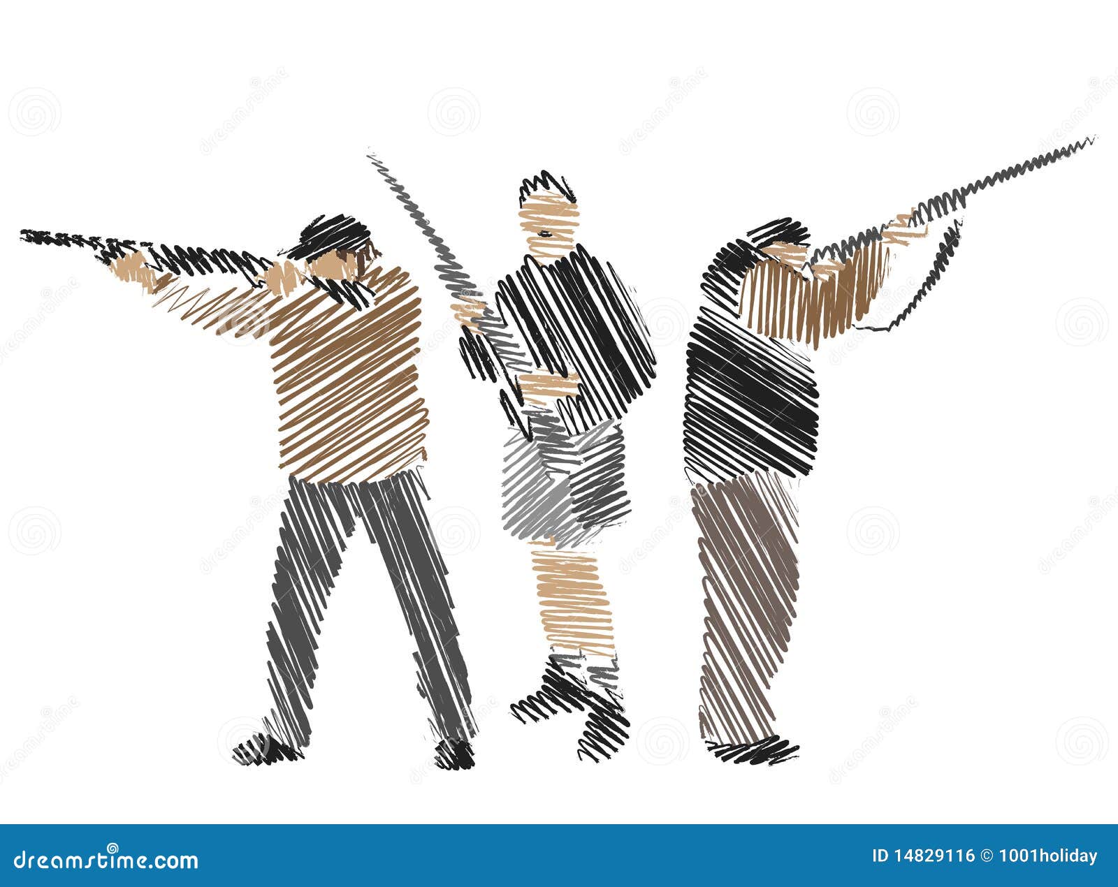 Hand-drawing Collection of Hunters Stock Vector - Illustration of ...