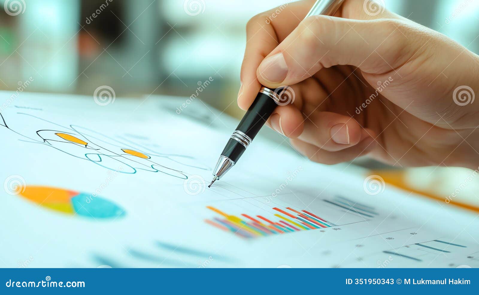 Hand Drawing Colorful Graphs and Charts on Grid Paper for Data Analysis ...