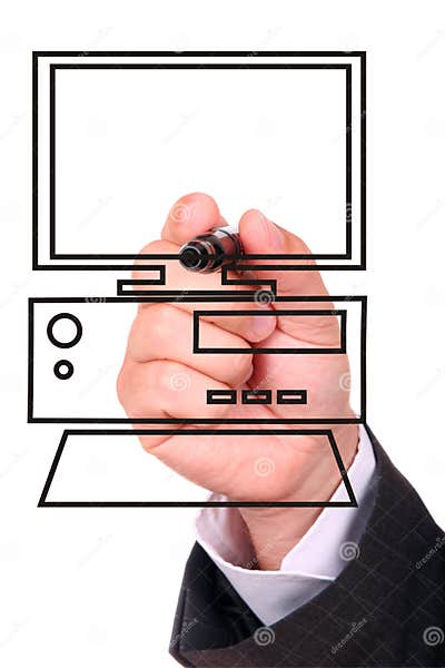 Hand drawing a computer stock photo. Image of finger, creative - 7452468