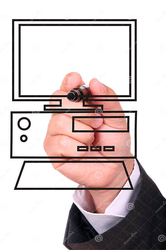 Hand drawing a computer stock photo. Image of finger, creative - 7452468