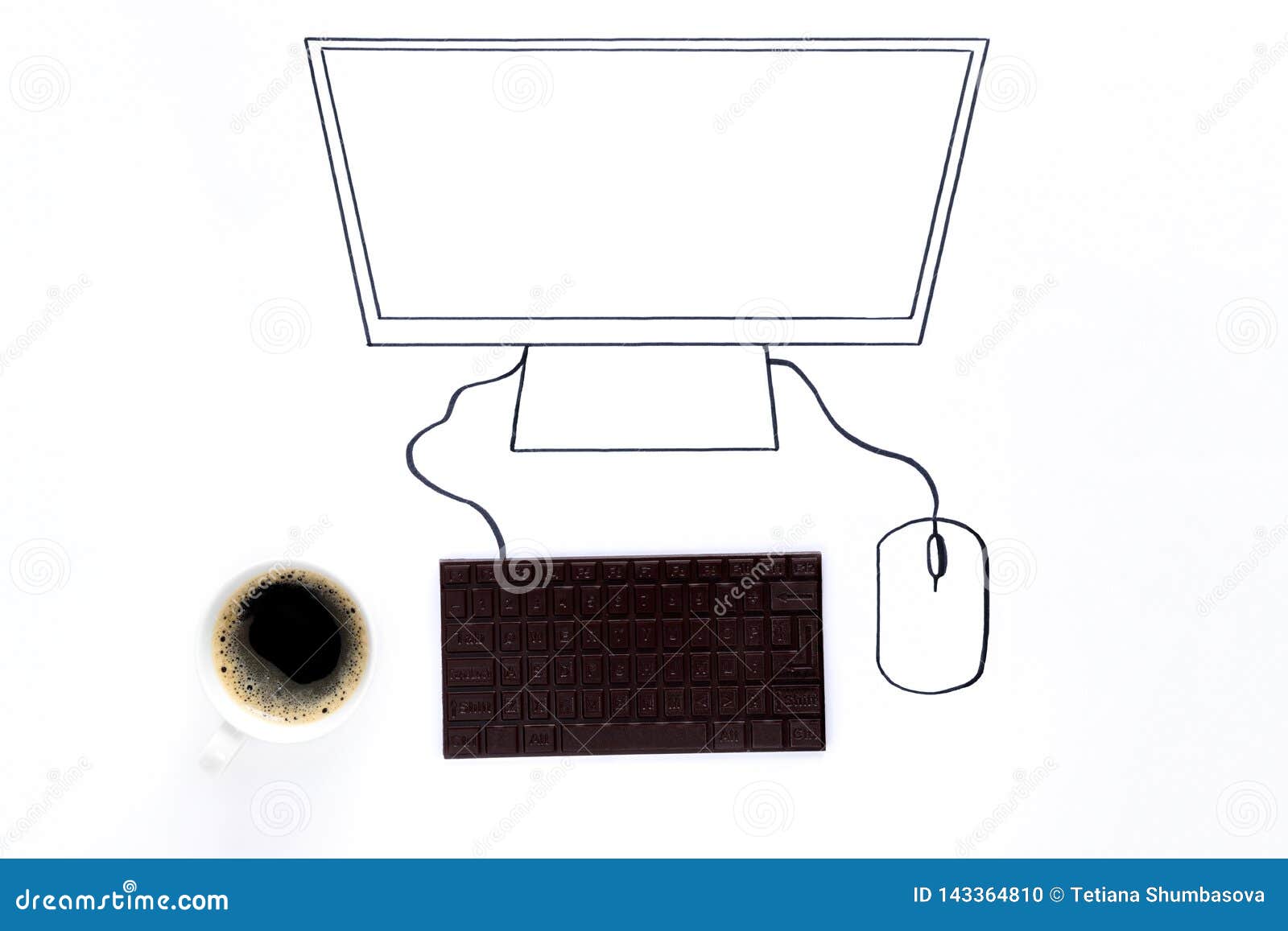 Hand Drawing Computer with Chocolate Keyboard. Minimal, Creative or ...