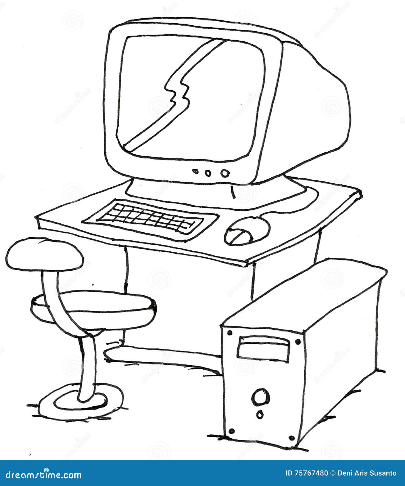 Hand Drawing Computer Coloring Page Royalty-Free Cartoon ...