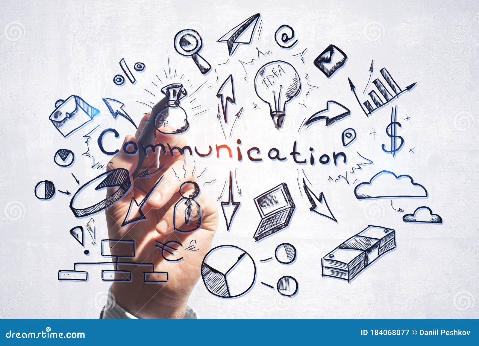 Hand Drawing Comunication Plan with Stock Chart Stock Illustration ...