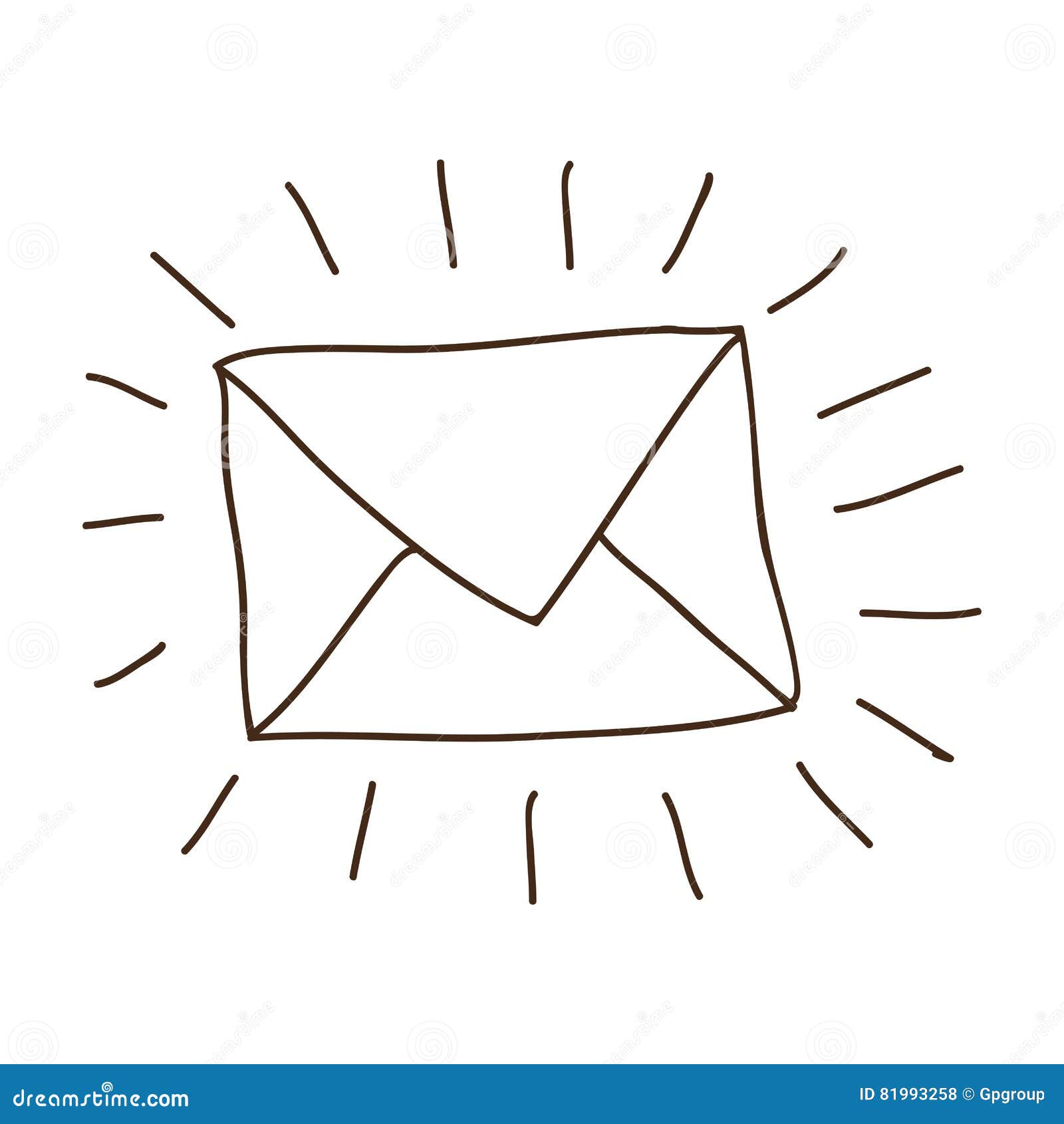 Hand Drawing of Contour Envelope Mail Stock Illustration - Illustration ...