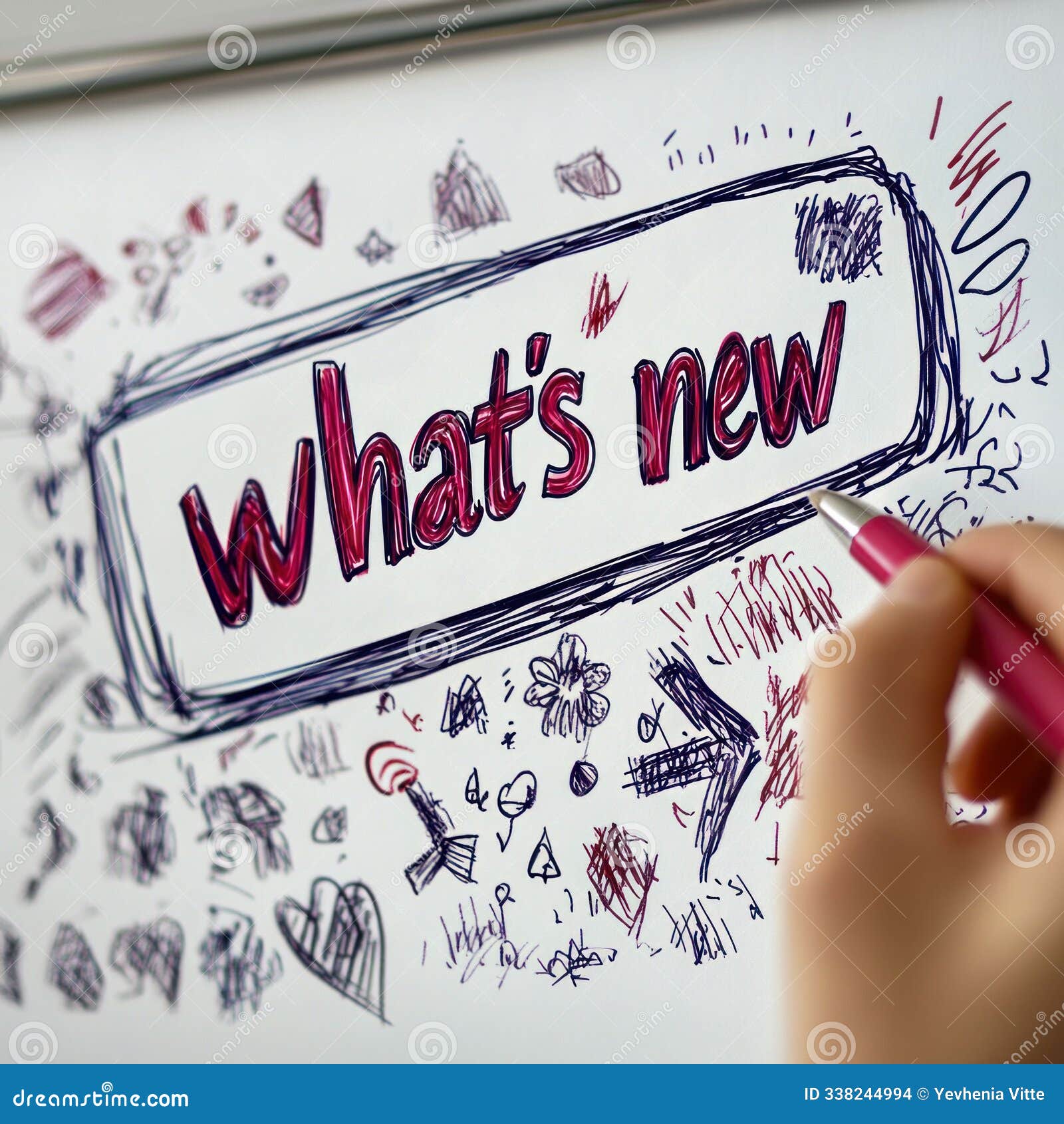 Hand Drawing Creative Doodles and What S New Text Stock Illustration ...