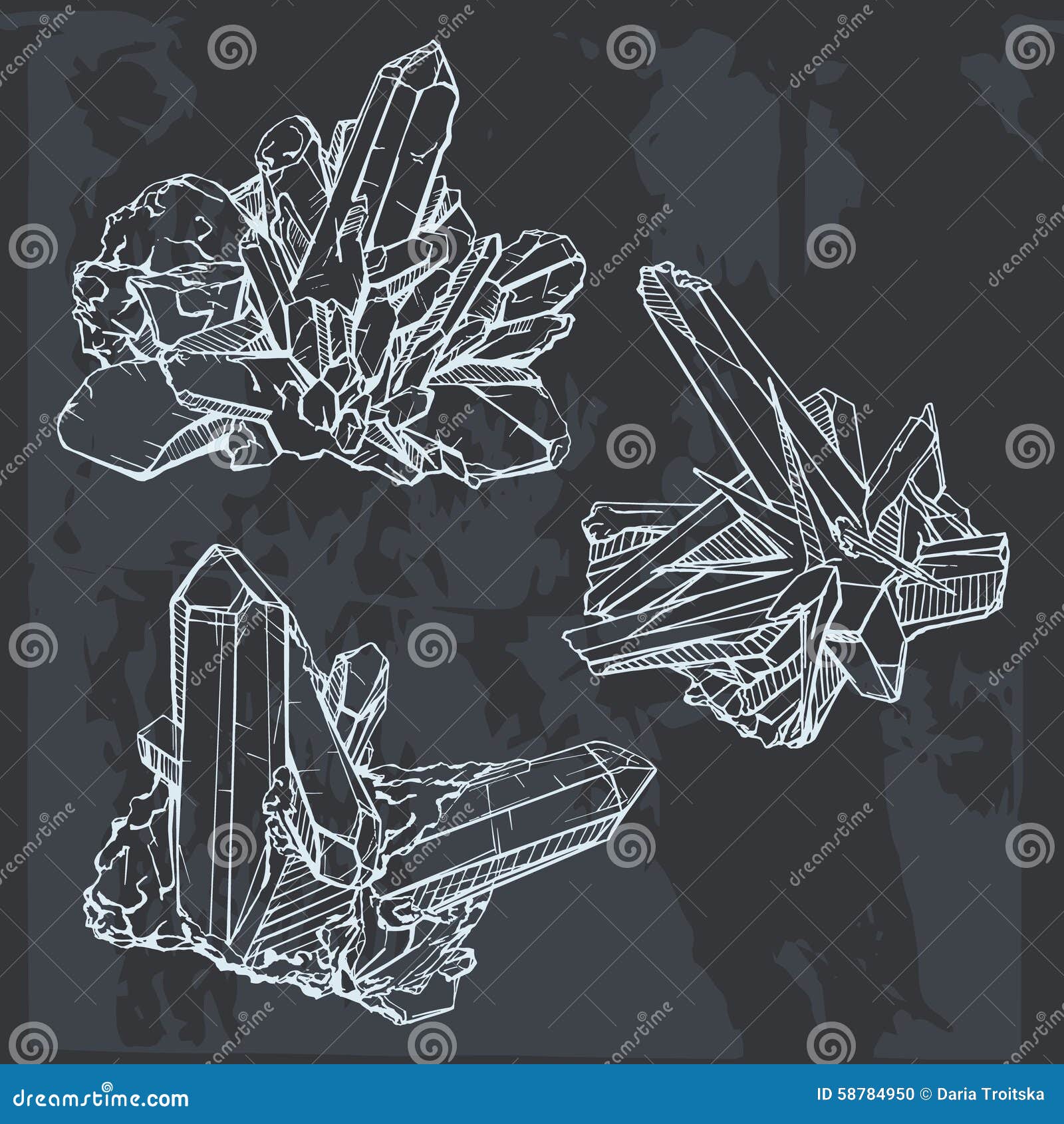 Hand Drawing Crystal Gems. Geometric Gemstone Stock Vector ...