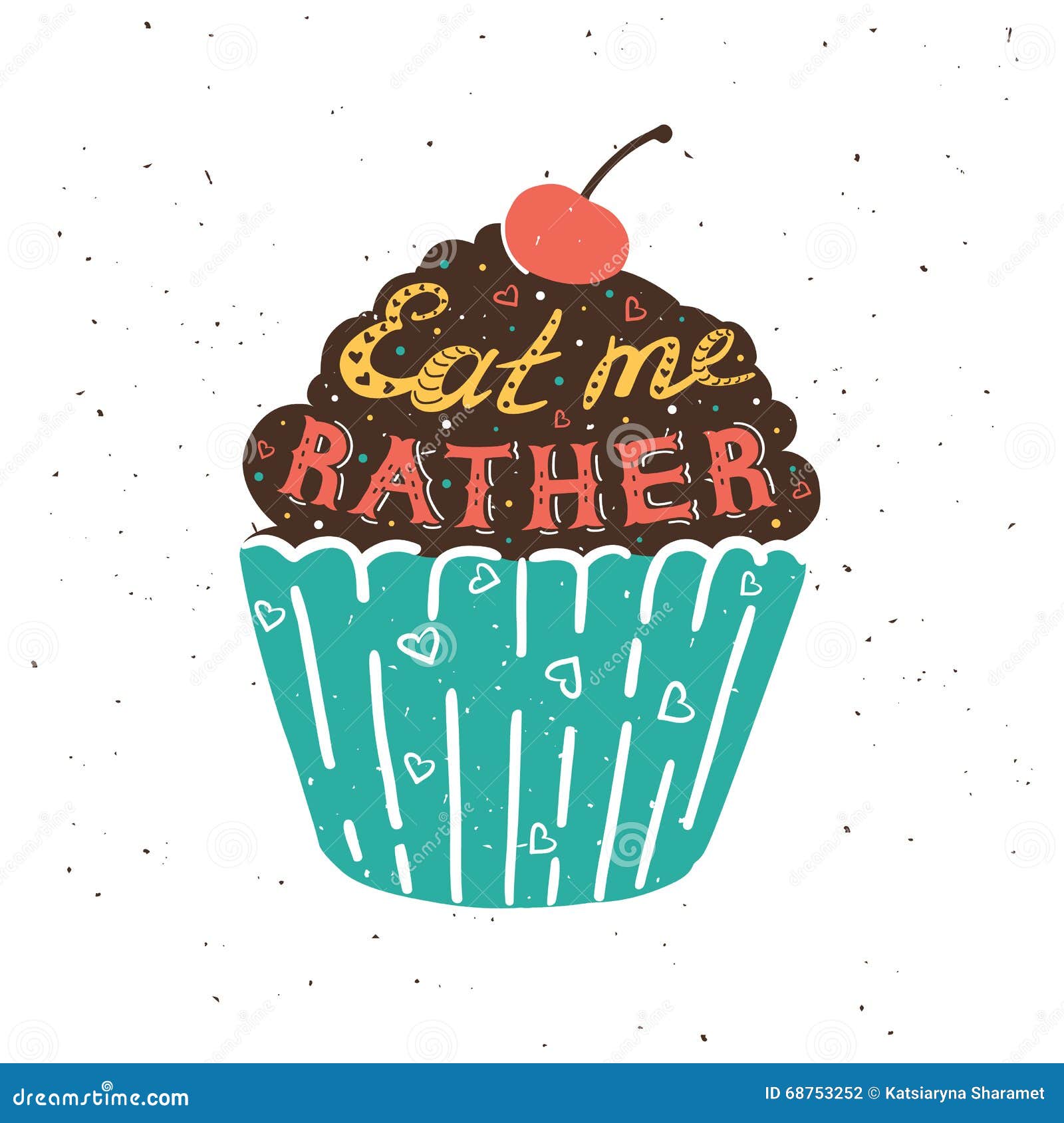 Hand Drawing Cupcake with Text, Eat Me Rather. Stock Vector ...
