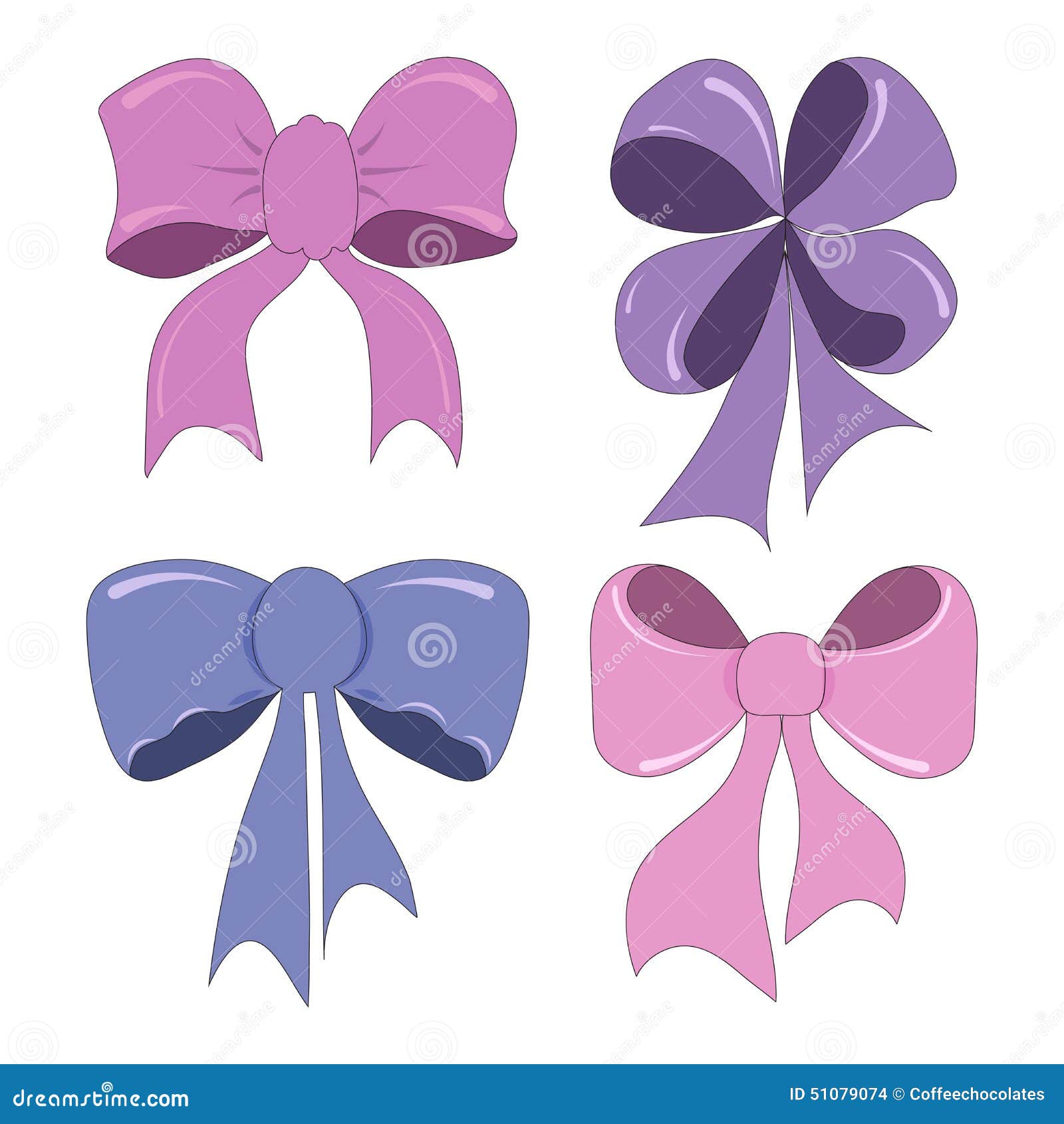 Hand-drawing Cute Bows Vector Stock Vector - Illustration of drawn ...