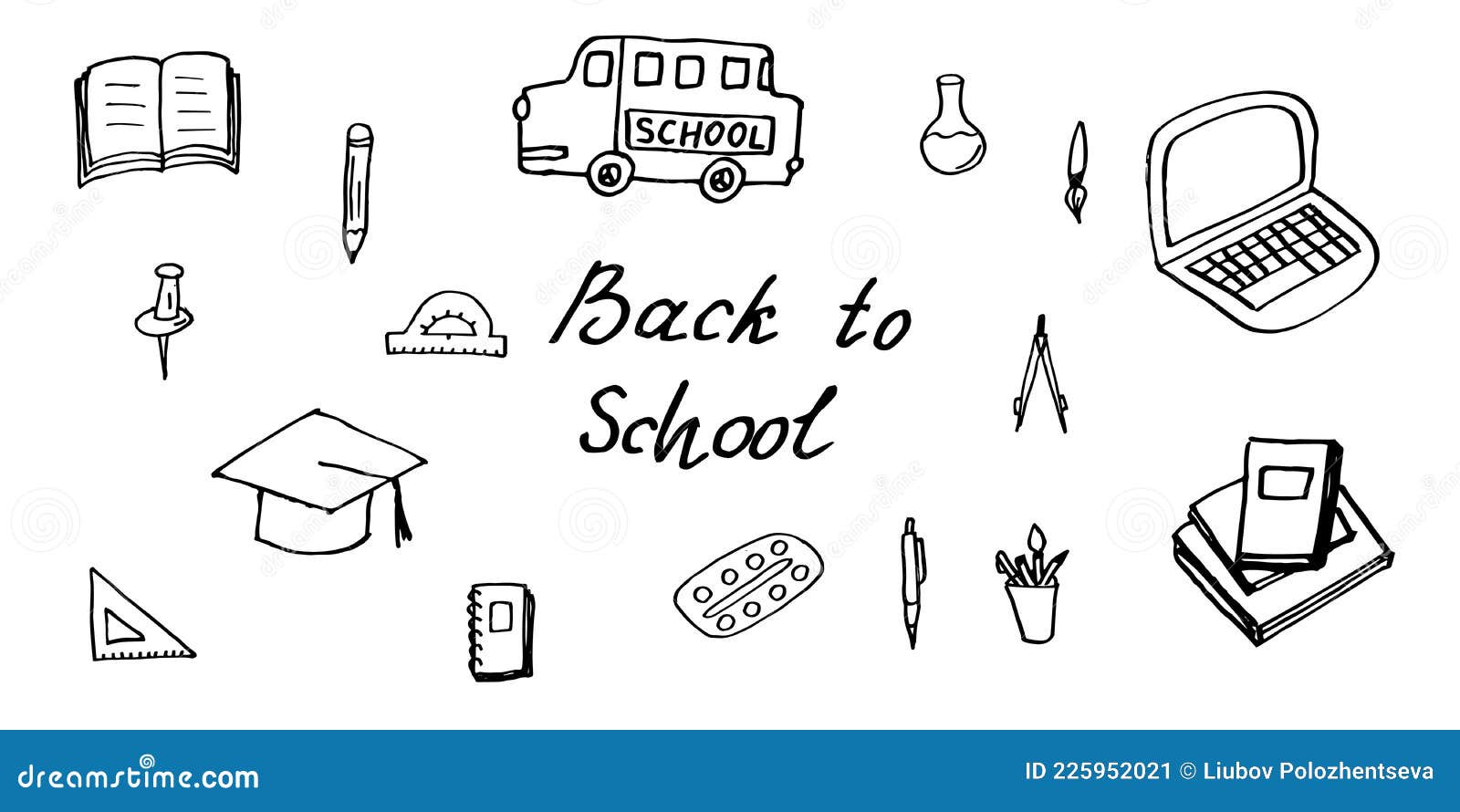 Hand Drawing Design Elements on the Theme of School and Schoolchildren ...