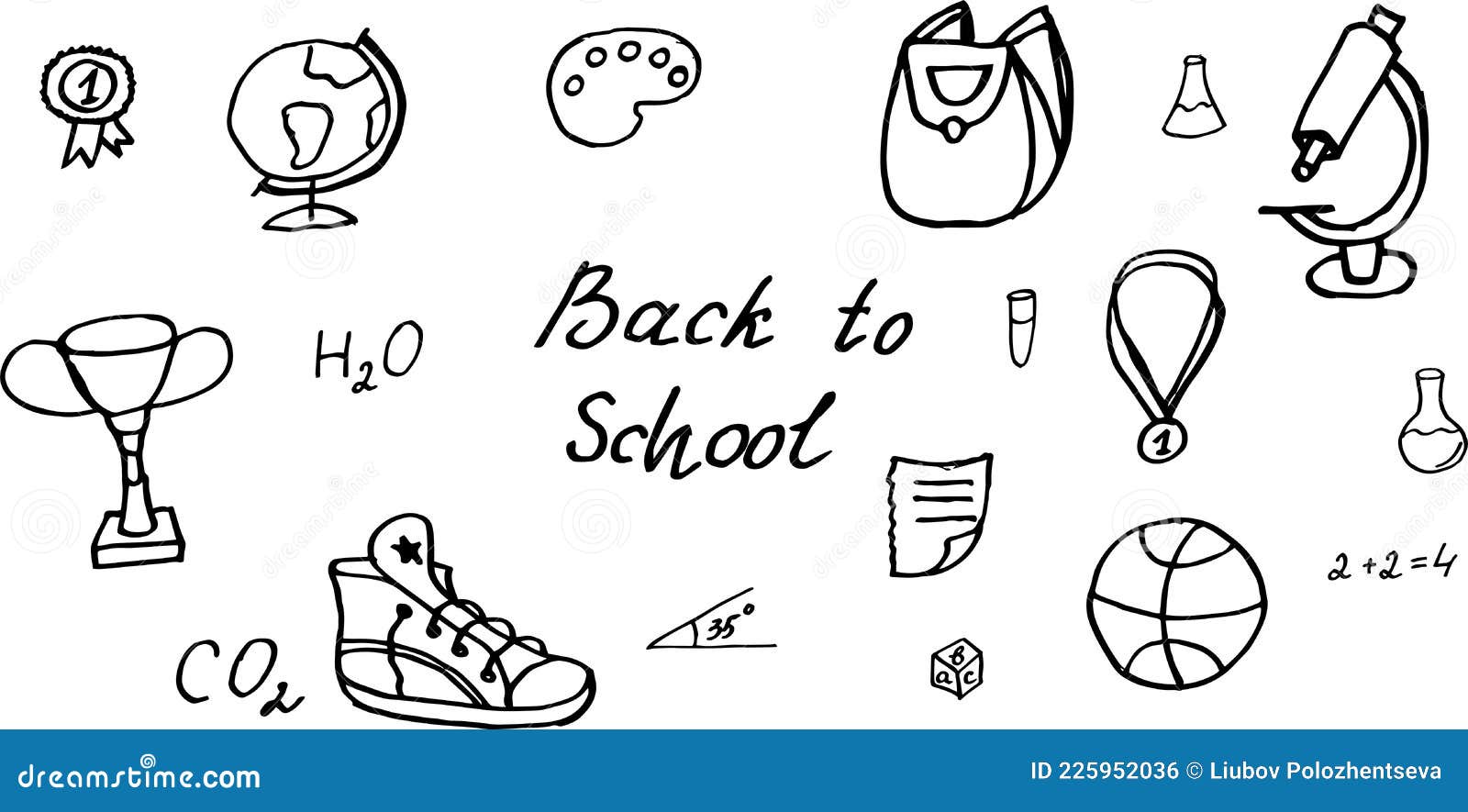 Hand Drawing Design Elements on the Theme of School and Schoolchildren ...