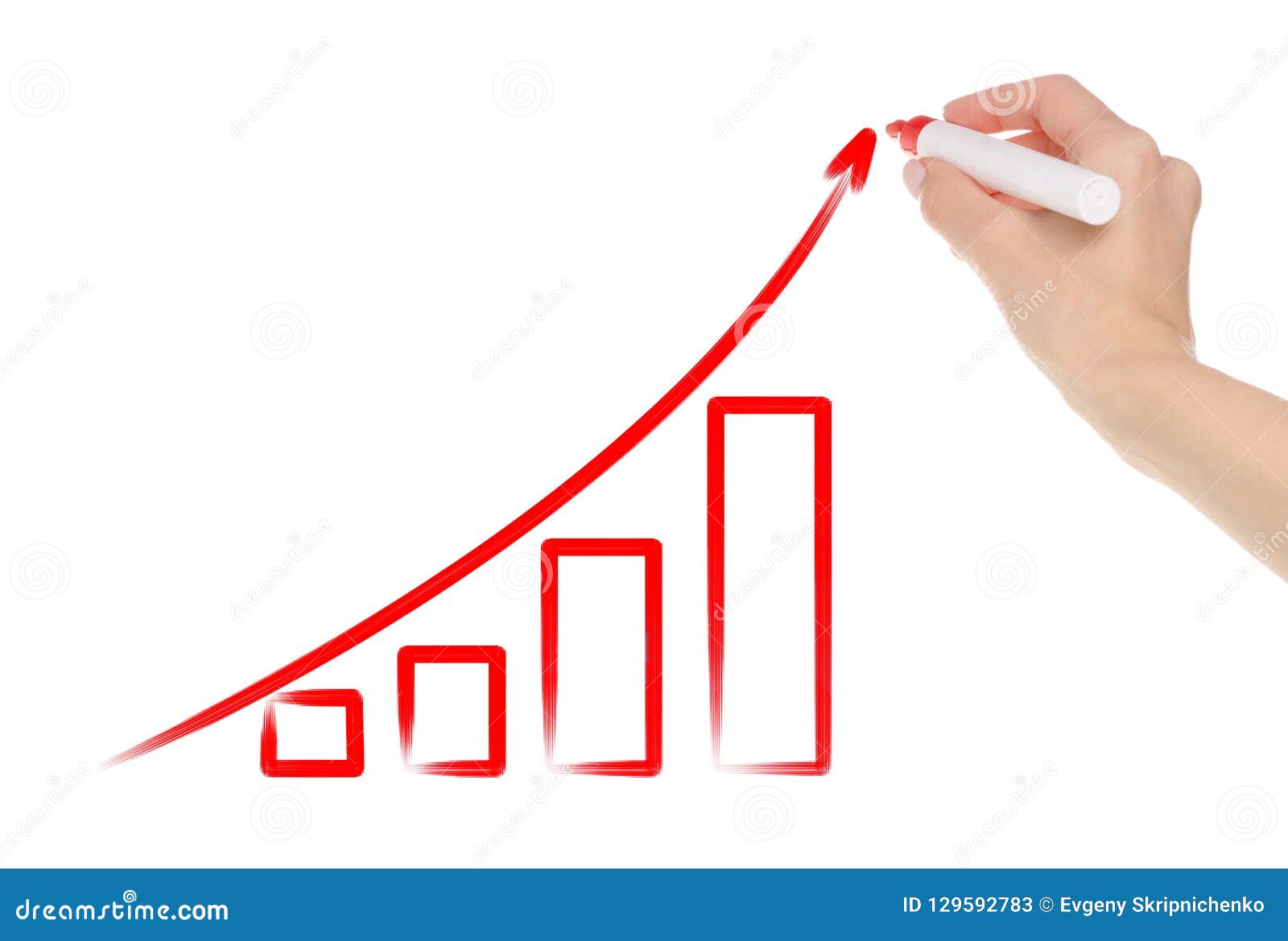 Hand Drawing Diagram Growth Graph Isolated Stock Image - Image of ...