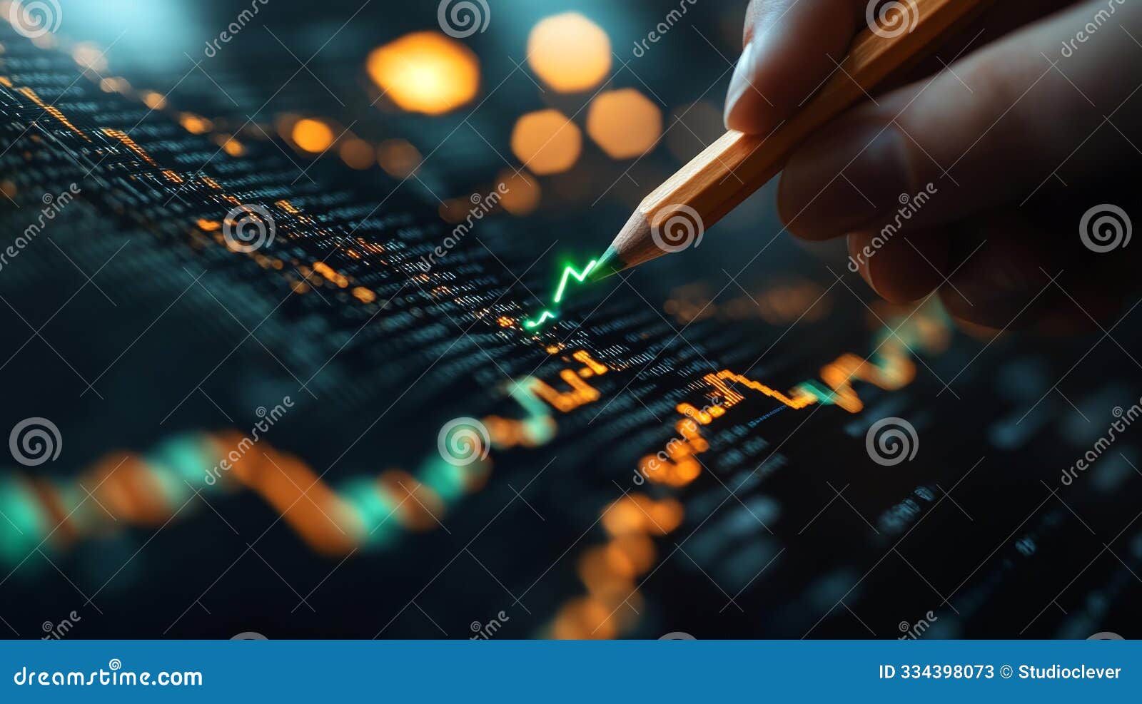 Hand Drawing Digital Data with Pencil Generative AI Stock Illustration ...