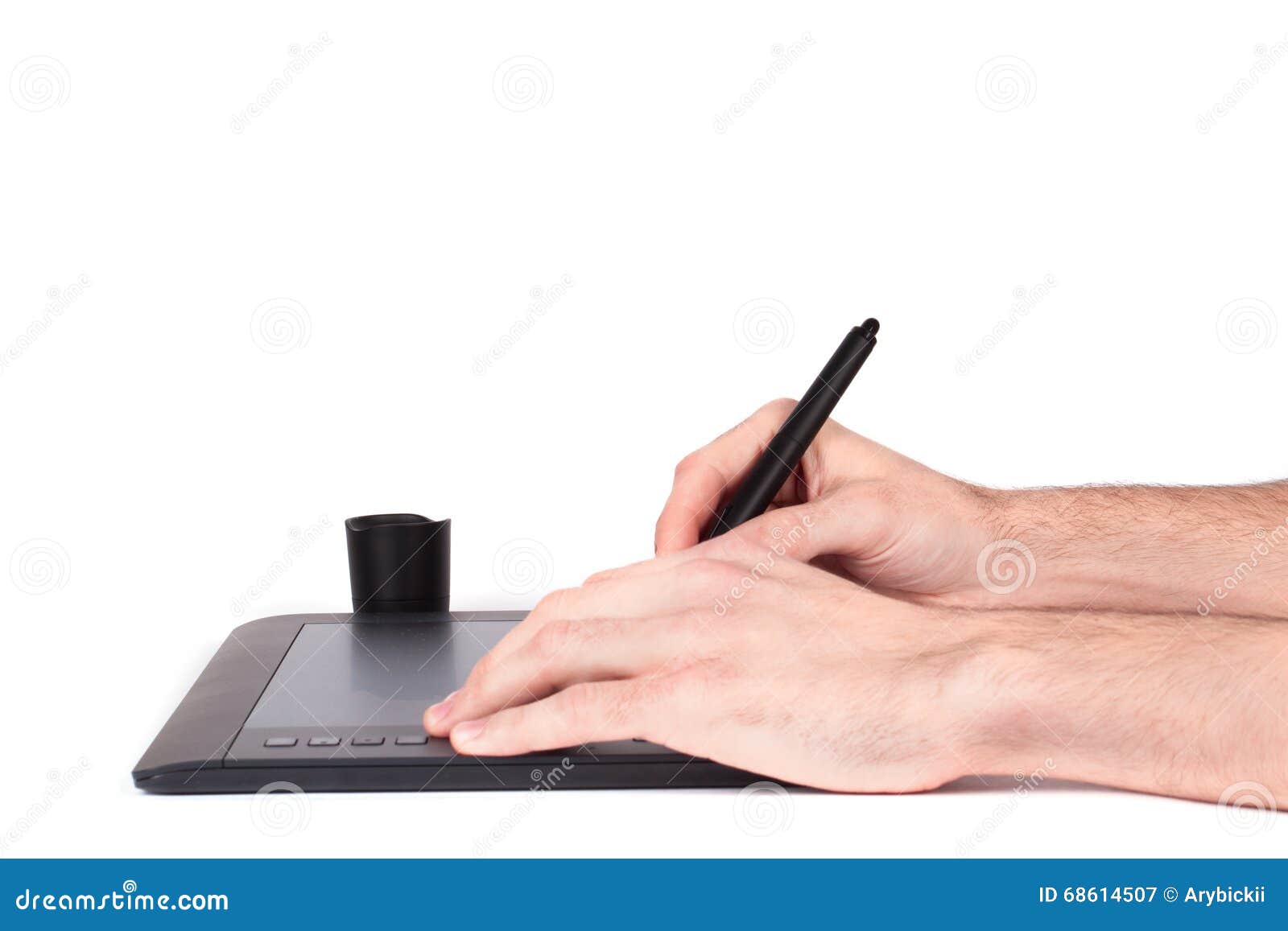 Hand is Drawing on a Digital Graphic Tablet Stock Image - Image of ...