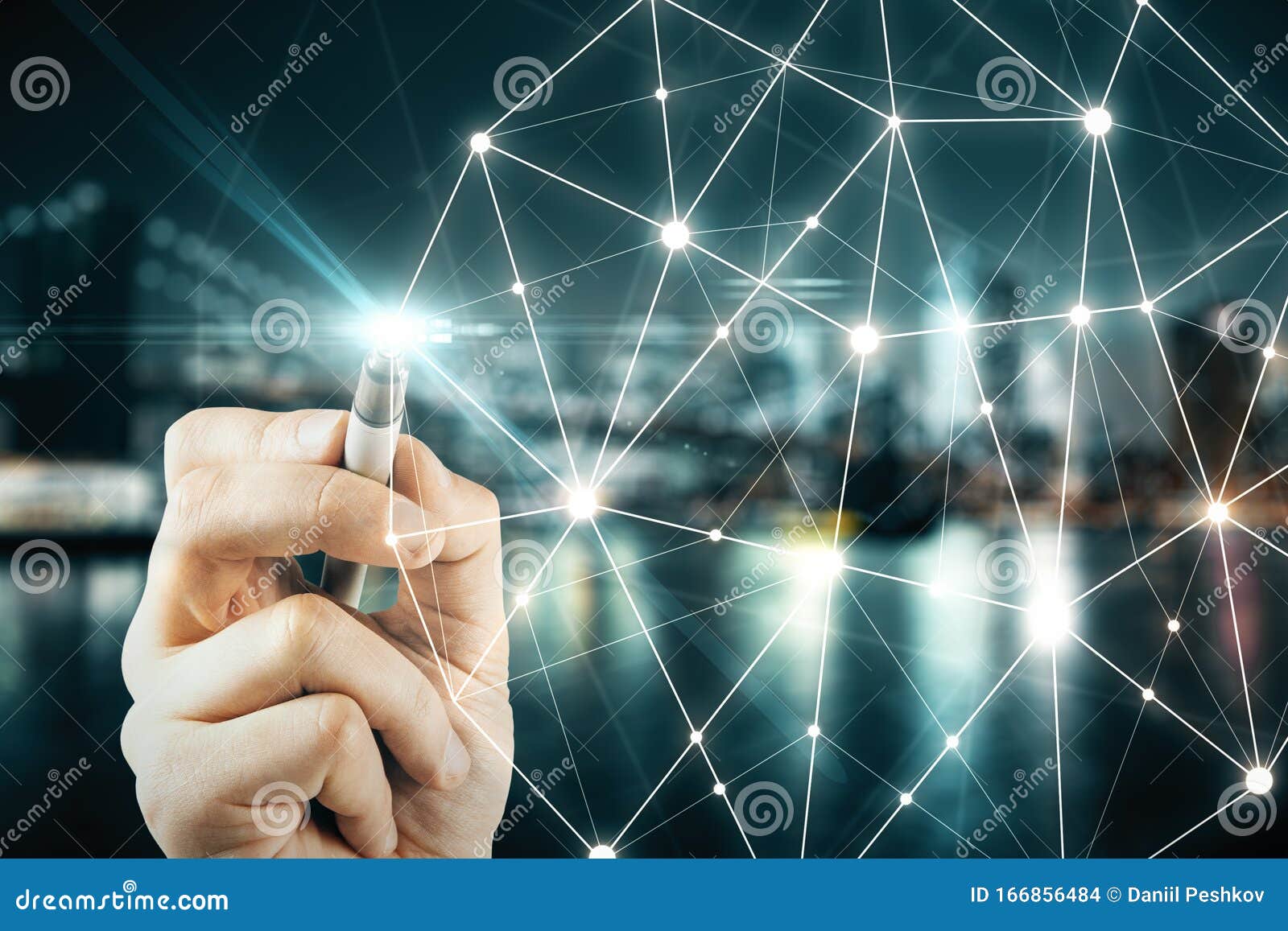 Hand Drawing Digital Polygons Interface Stock Photo - Image of hand ...